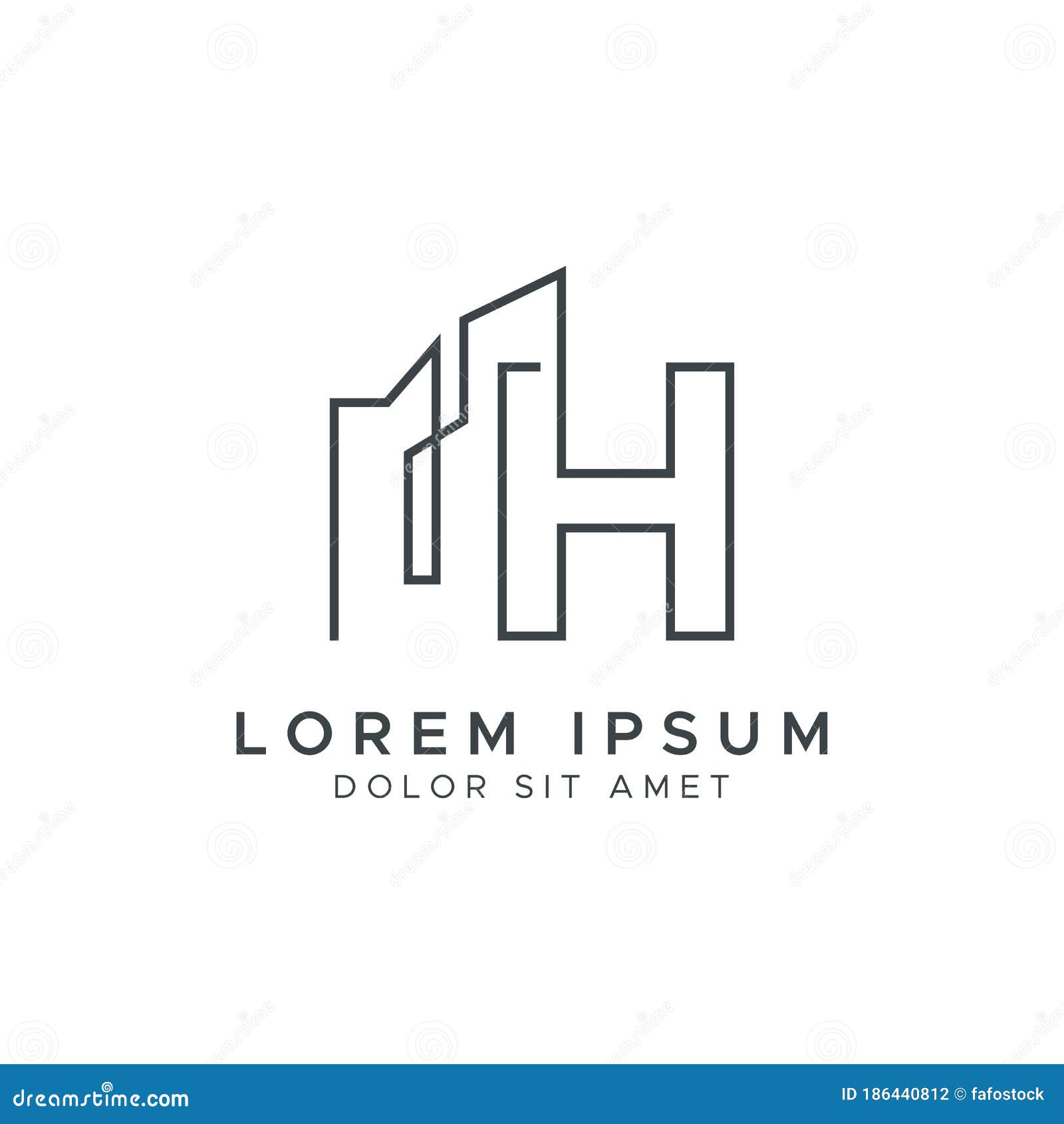 Letter H Building Line Logo Vector Design Template Stock Vector ...