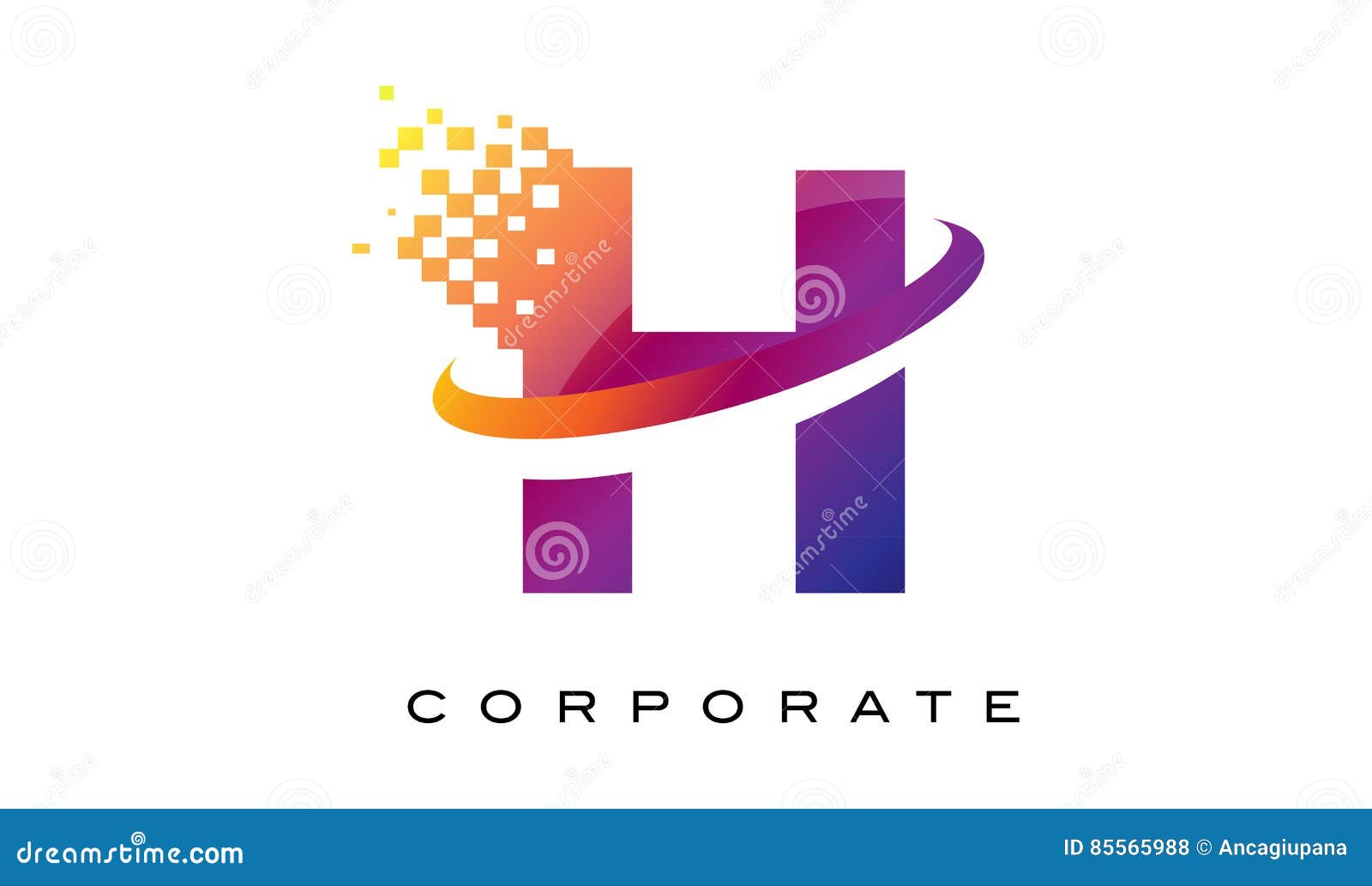 Letter H Colourful Rainbow Logo Design. Stock Vector - Illustration of ...