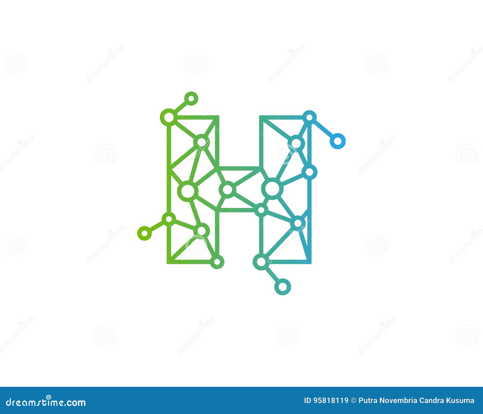 Letter H Connect Dot Network Icon Logo Design Element Stock Vector ...