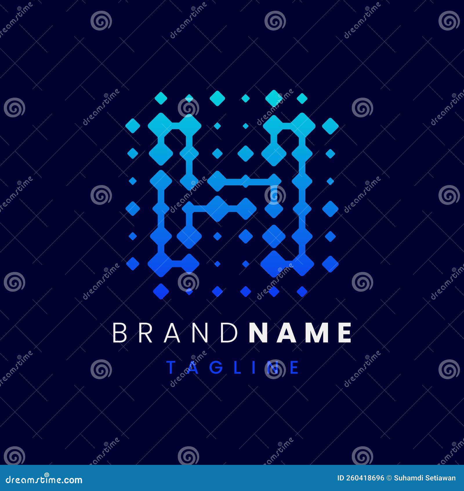 Letter H Connected Dots Technology Logo Design Stock Vector ...