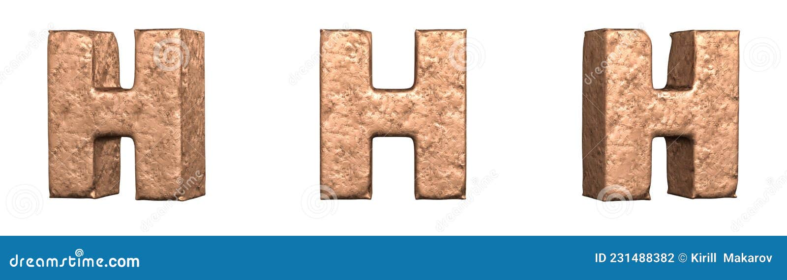 Letter E From Copper Letters Alphabet Collection Set. Isolated. 3D ...