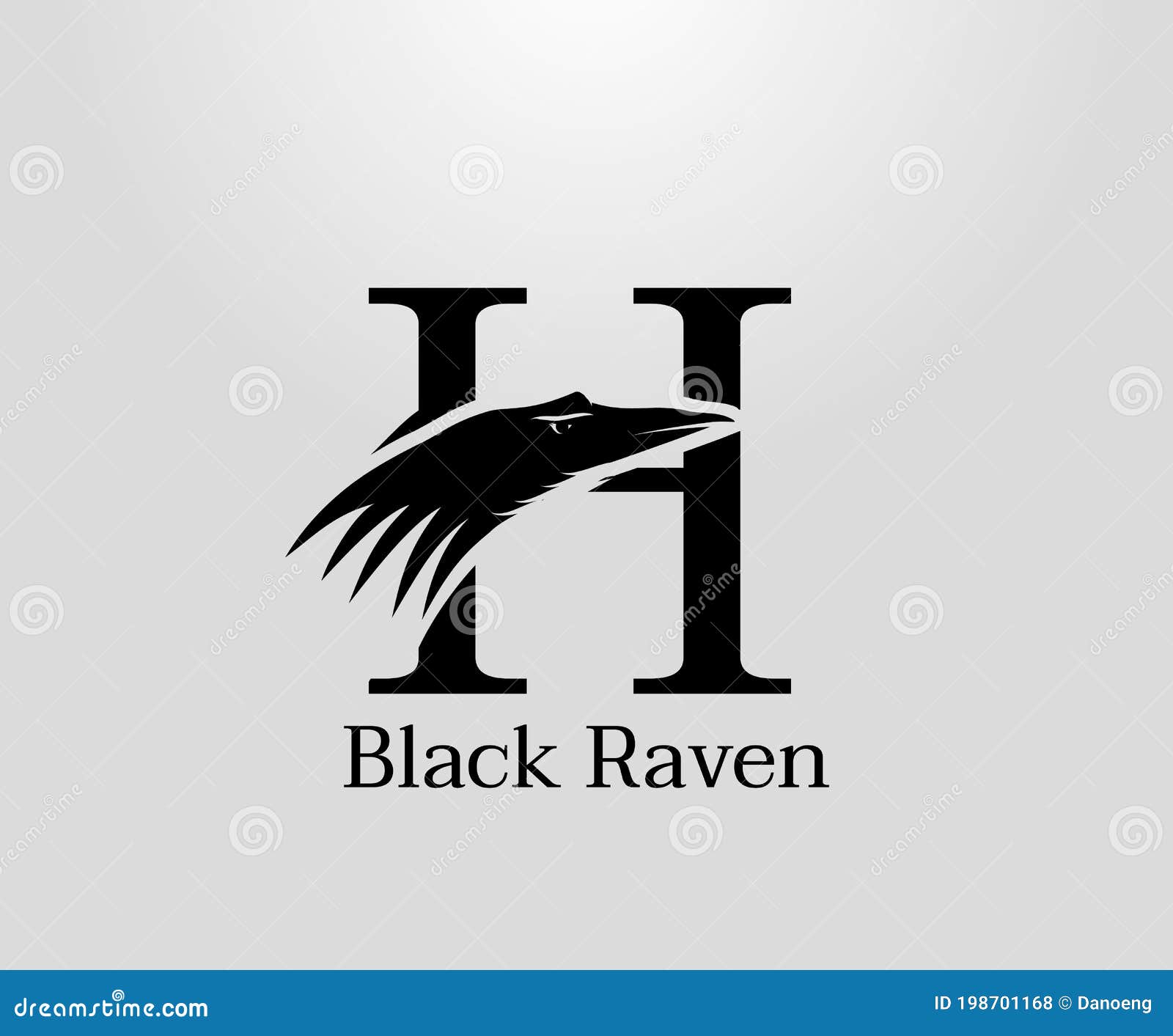 Letter H Crow Logo Designs, Black Raven in Letter H Vector Illustration ...