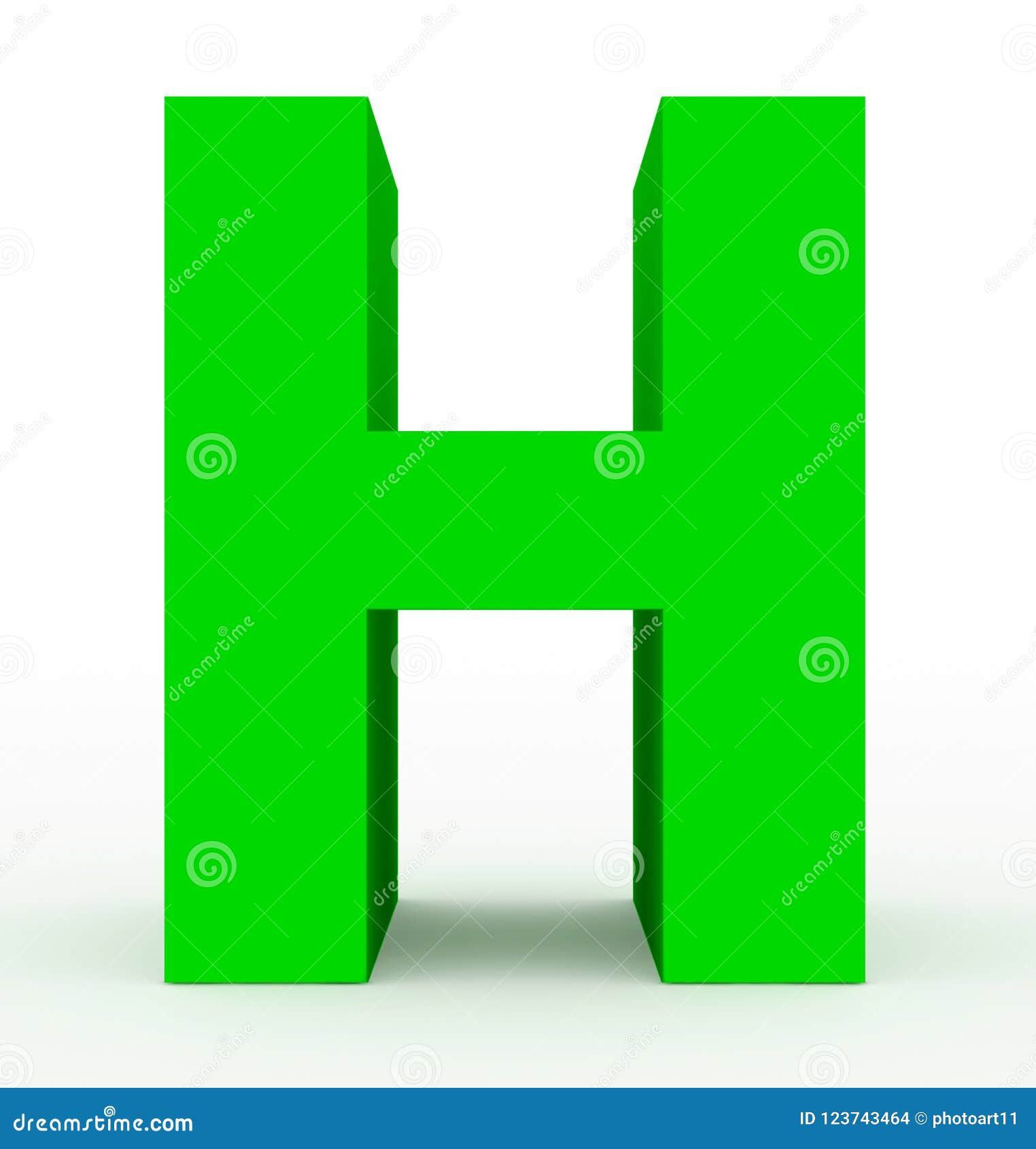 Letter H 3d Green Isolated on White Stock Illustration - Illustration ...