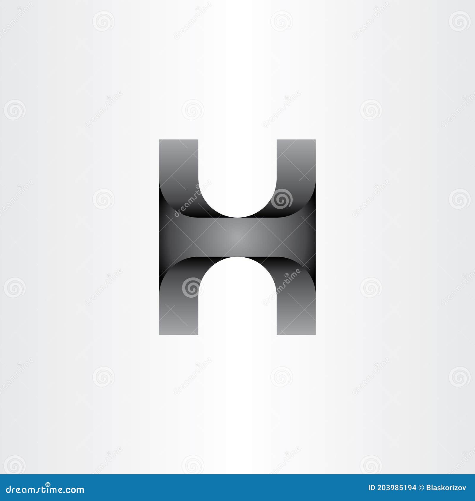 Letter H 3d Effect Black Vector Icon Stock Vector - Illustration of ...