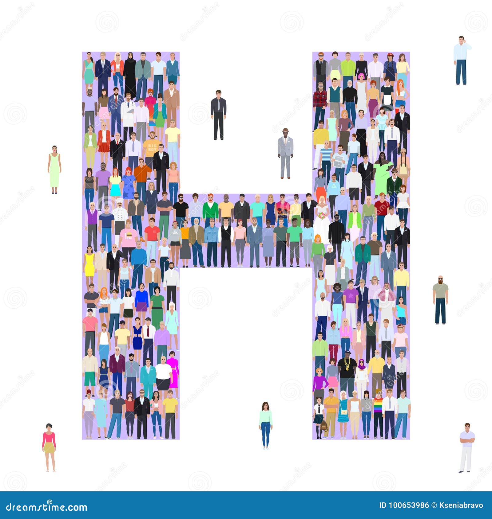 Letter H, Different People, Vector Illustration Stock Vector ...