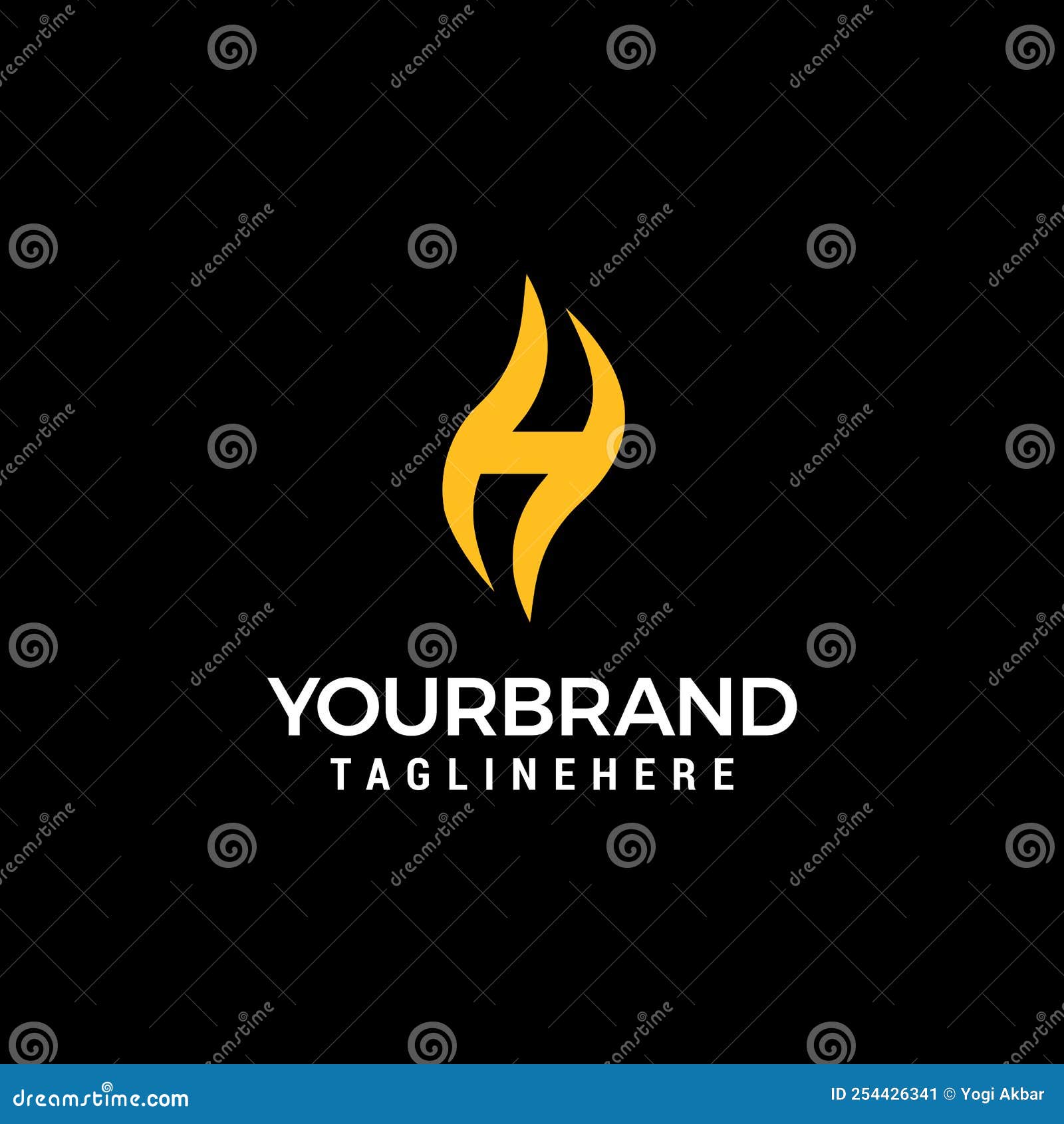 Letter H Flame Logo Identity H Fire Logo Simple and Flat Monogram Logo ...