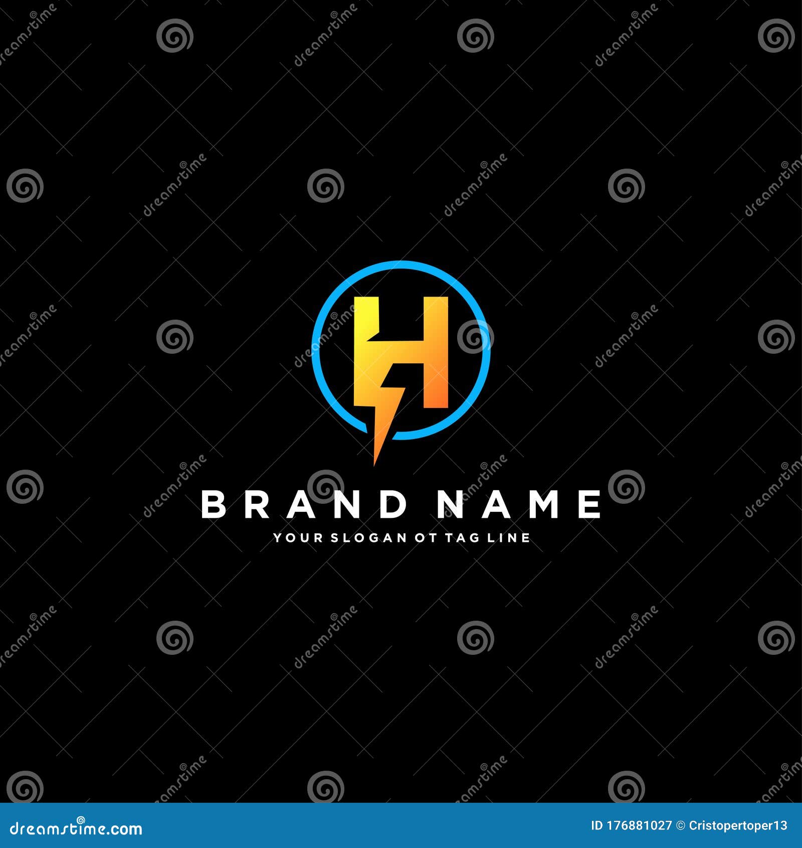 Letter H Flash Electrical Logo Design Vector Stock Vector ...