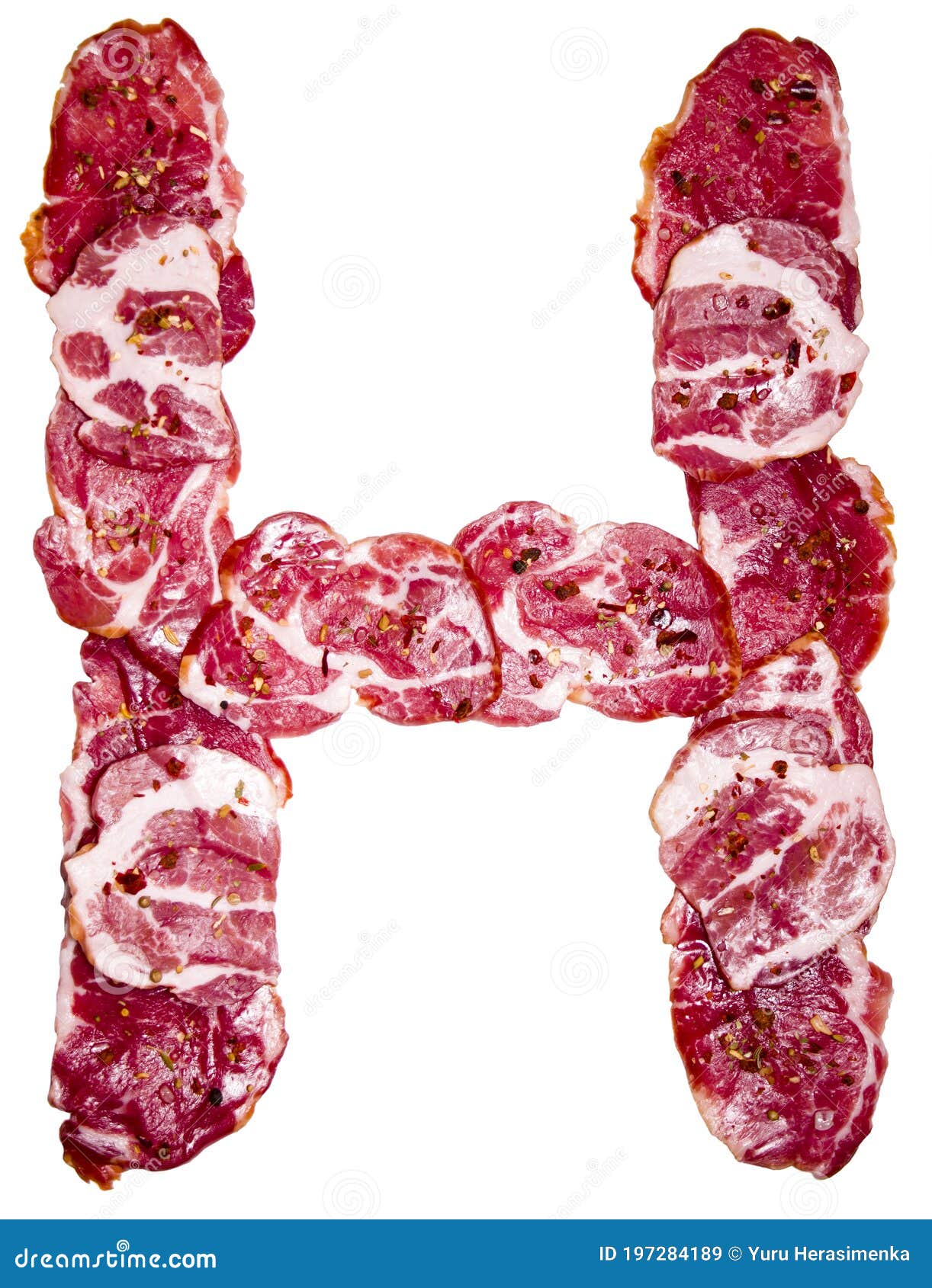 Letter H. Fresh Meat Alphabet. Conceptual Font for Design. Stock Image ...
