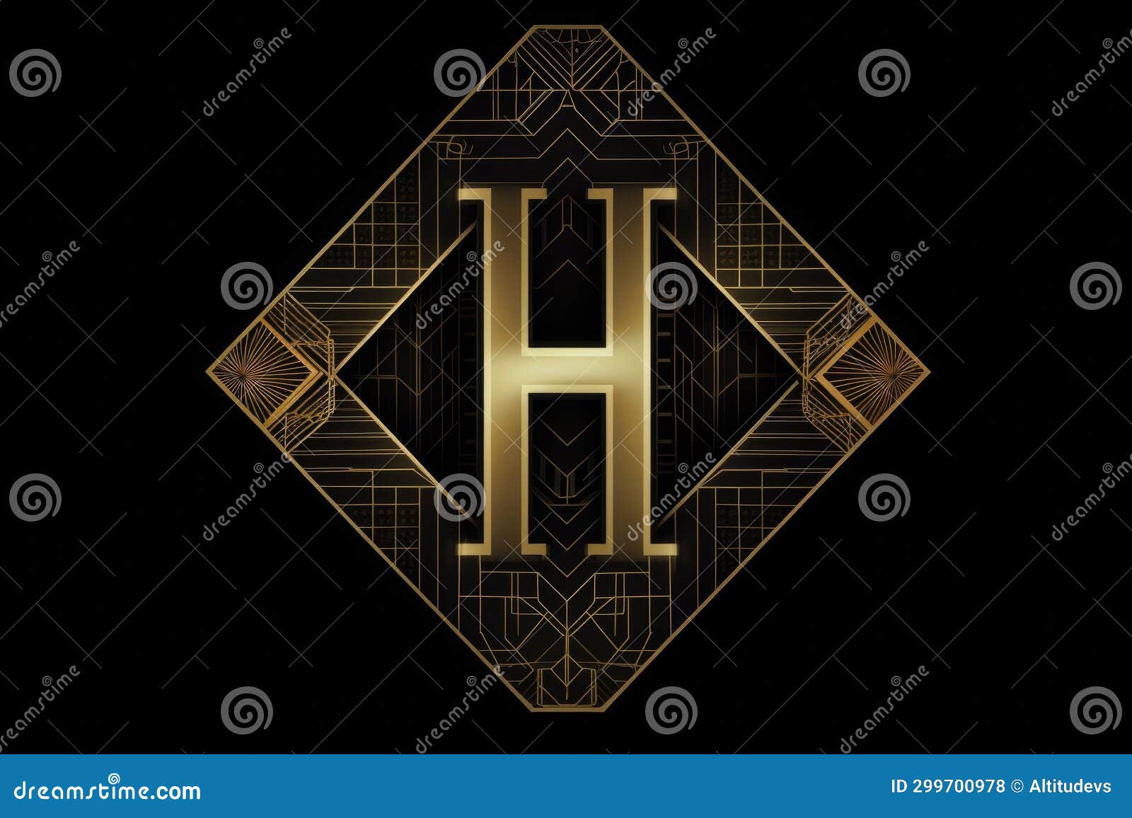 Letter H, Geometric Patterns Style, on Black Background Stock ...
