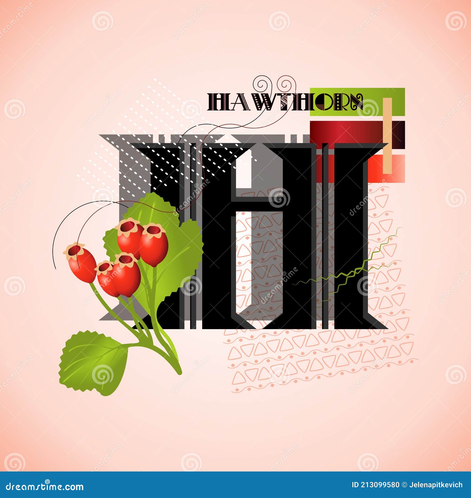 The Letter H and Hawthorn on a Bright Abstract Background Stock Vector ...