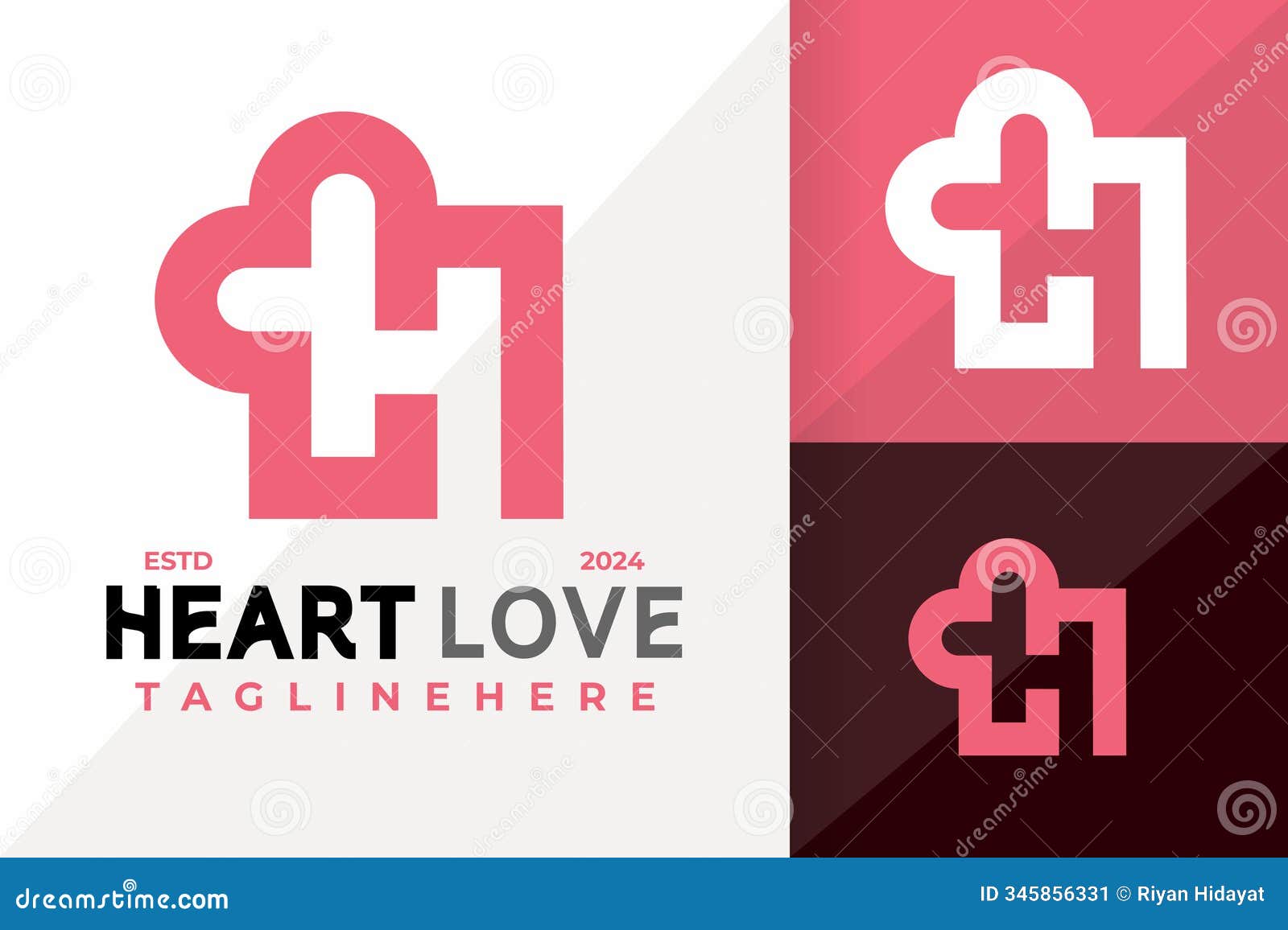 Letter H Heart Love Logo Icon Vector Design Stock Illustration ...