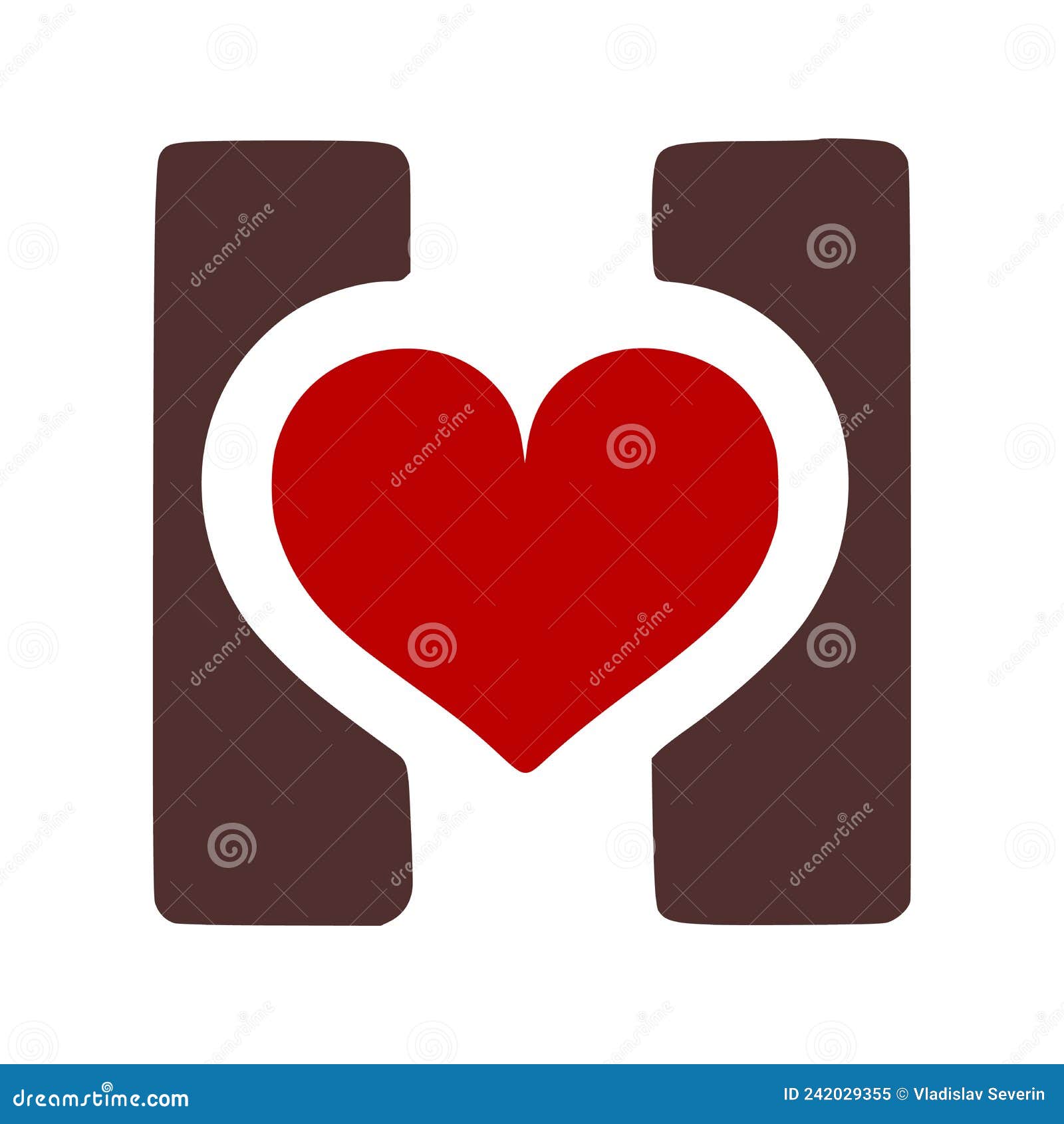 Letter h with heart symbol stock vector. Illustration of glyph - 242029355