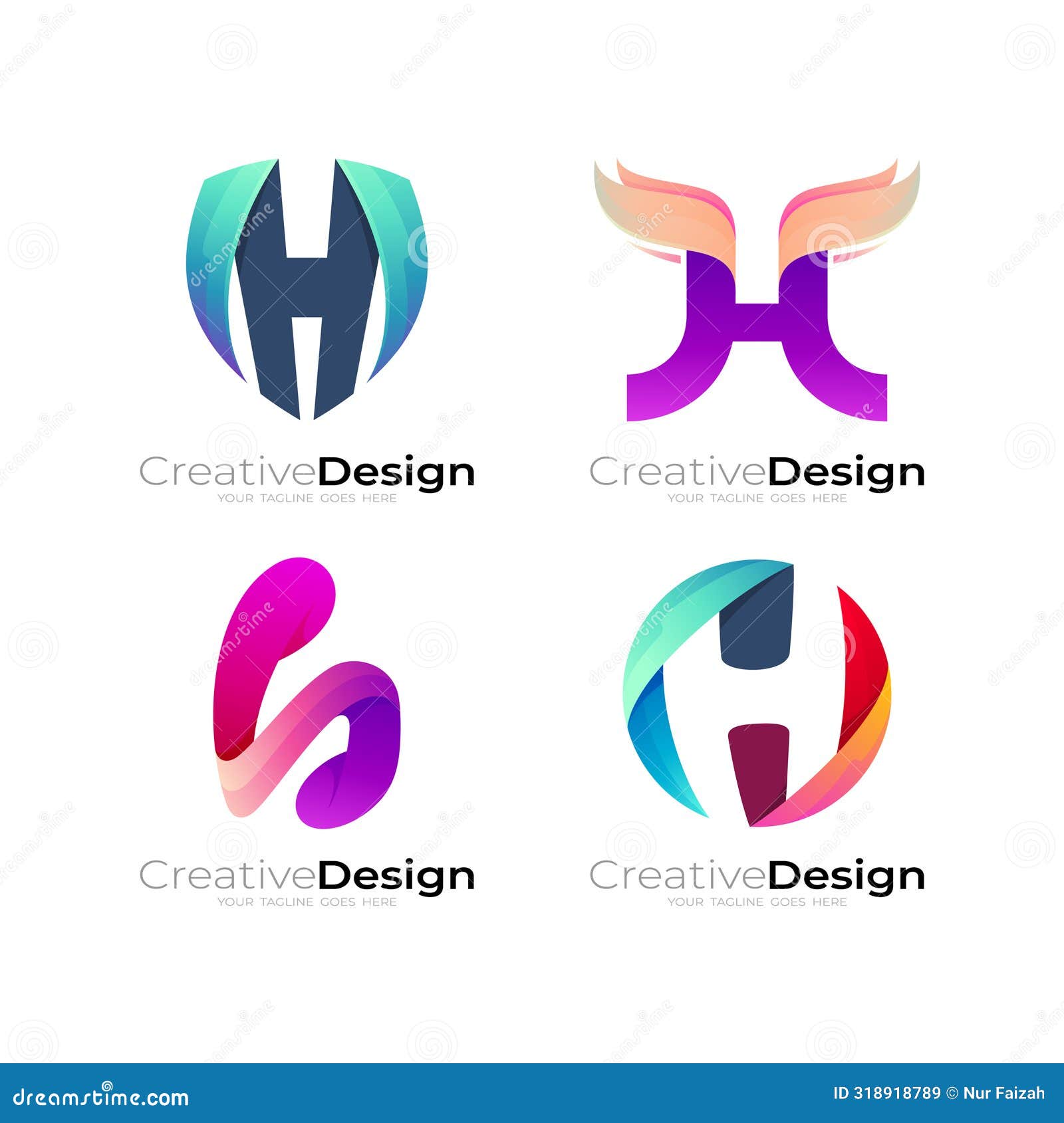 Letter H Icon with Various Shapes, 3d Colorful Style Stock Vector ...