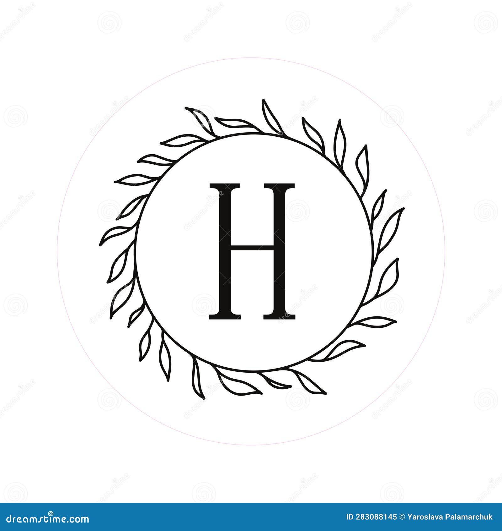 Letter "H" Initials with Round Floral Frames, Vector Monogram Logo ...