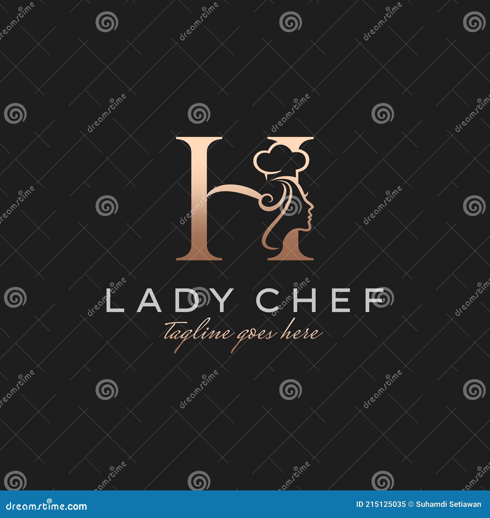 Letter H Lady Chef, Initial Beauty Cook Logo Design Vector Stock Vector ...