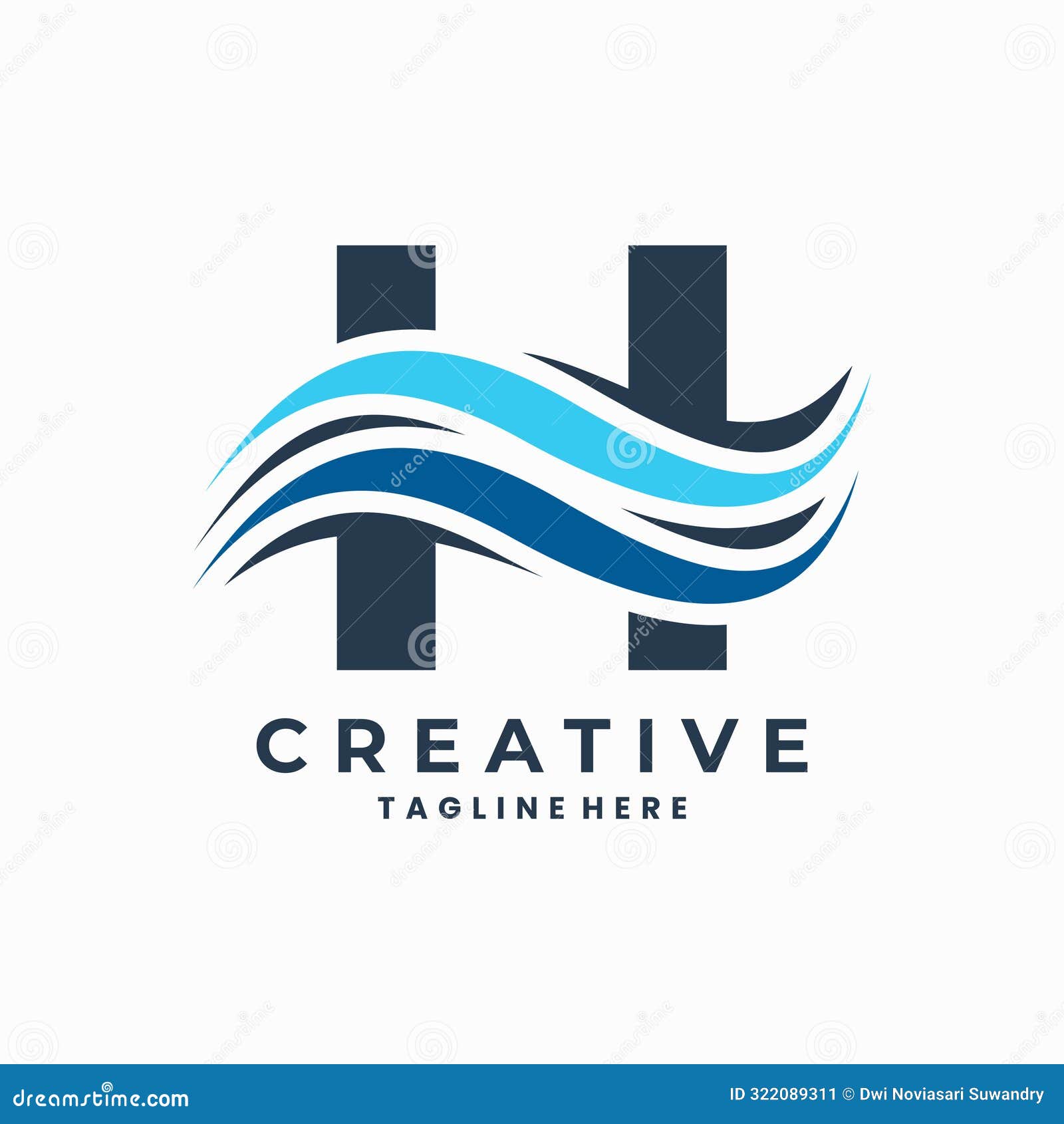 Letter H Logo with Airflow Shapes Combination Concept Stock Vector ...