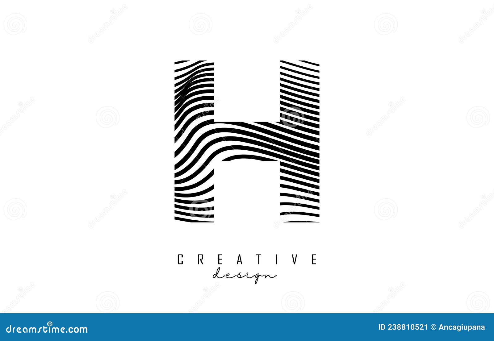 Letter H Logo with Black Twisted Lines. Creative Vector Illustration ...