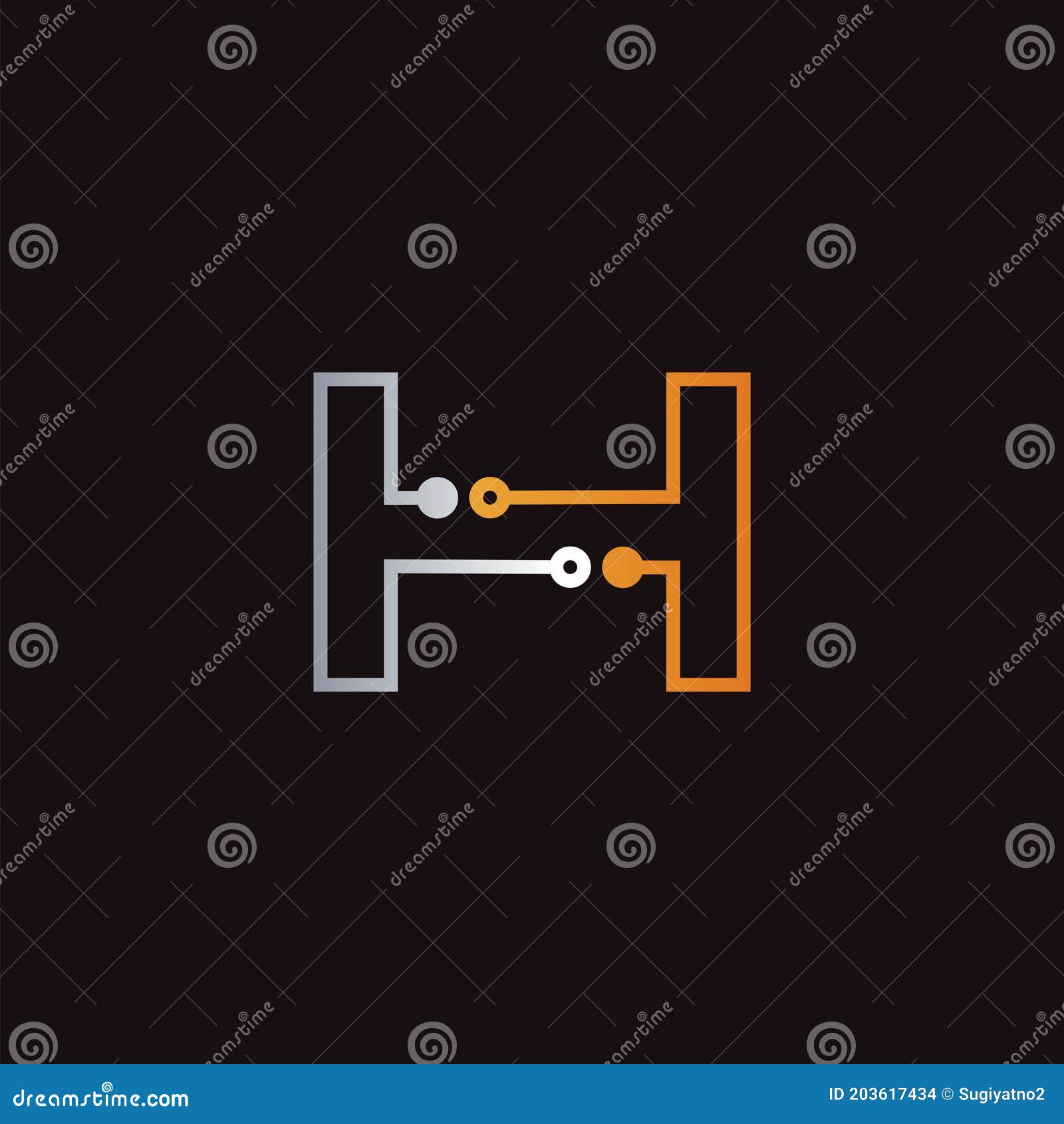 Letter H Logo Design Template, Abstract Technology Dot Connection ...