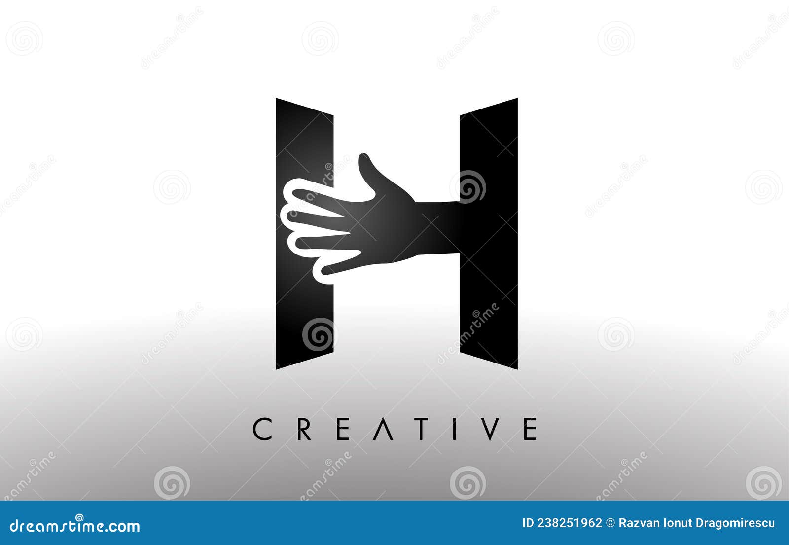 Letter H Logo with Hand Silhouette Vector Icon Illustration. Creative ...
