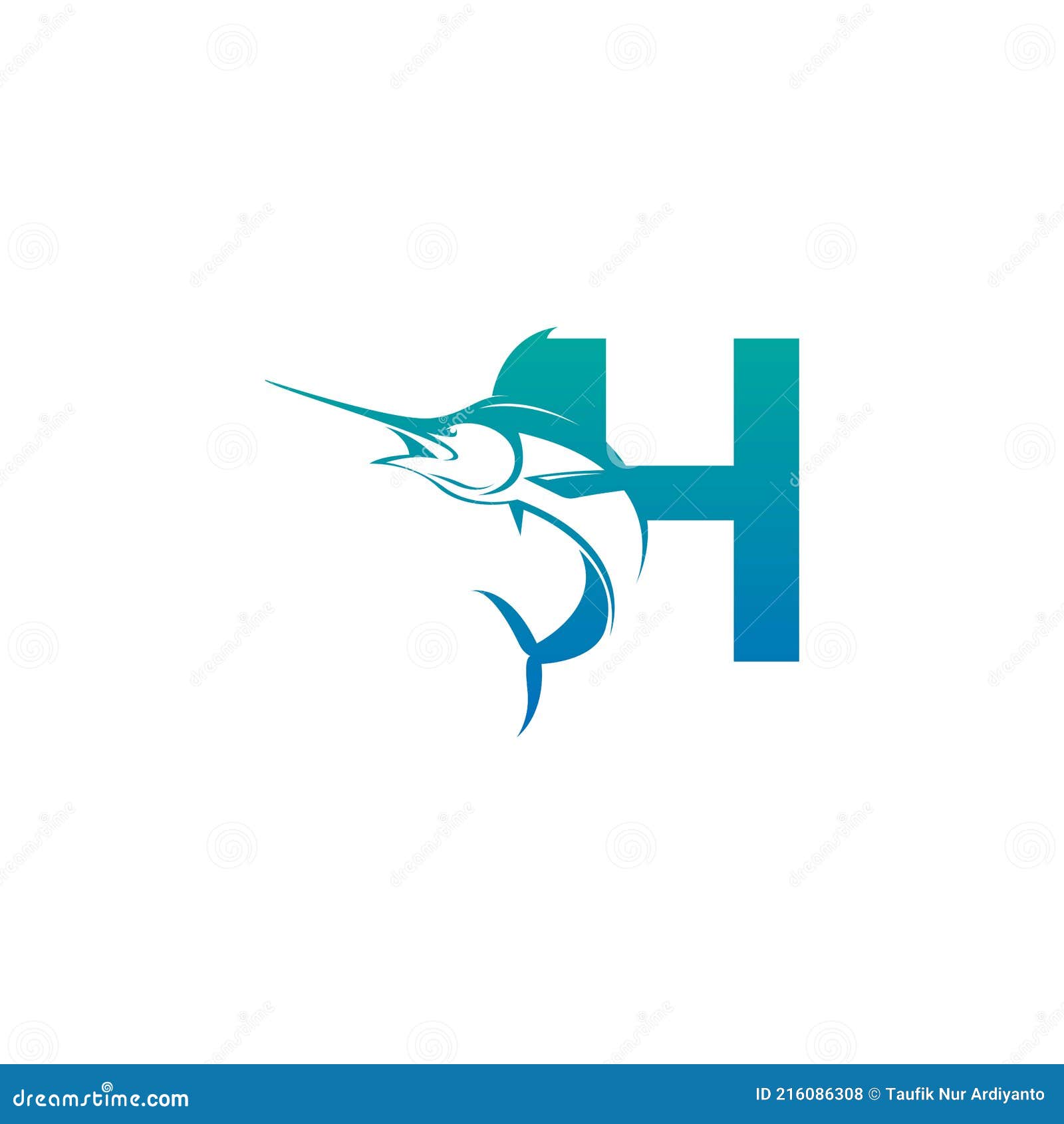 Letter H Logo Icon with Fish Design Symbol Template Stock Vector ...