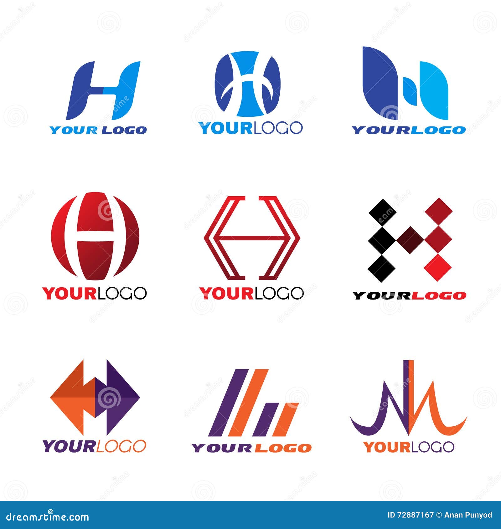 Letter H Logo Vector Set Design Stock Vector - Illustration of emblem ...