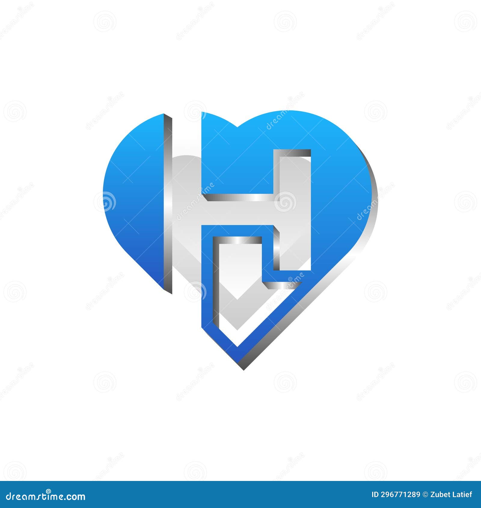 Letter H with Love Logo Design Template, Vector Illustration on a White ...