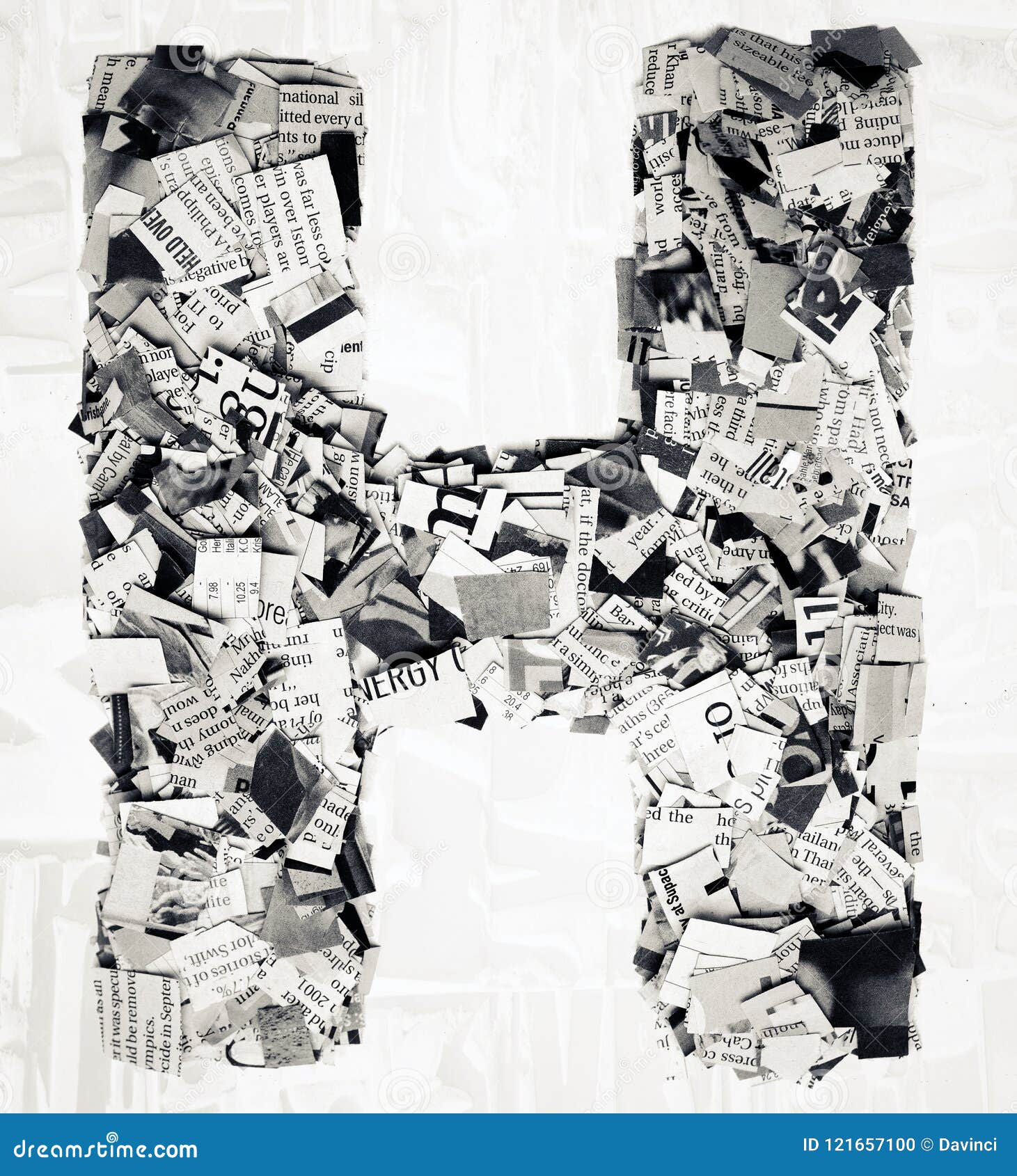 The Letter H Made from Newspaper Stock Photo - Image of collage, black ...