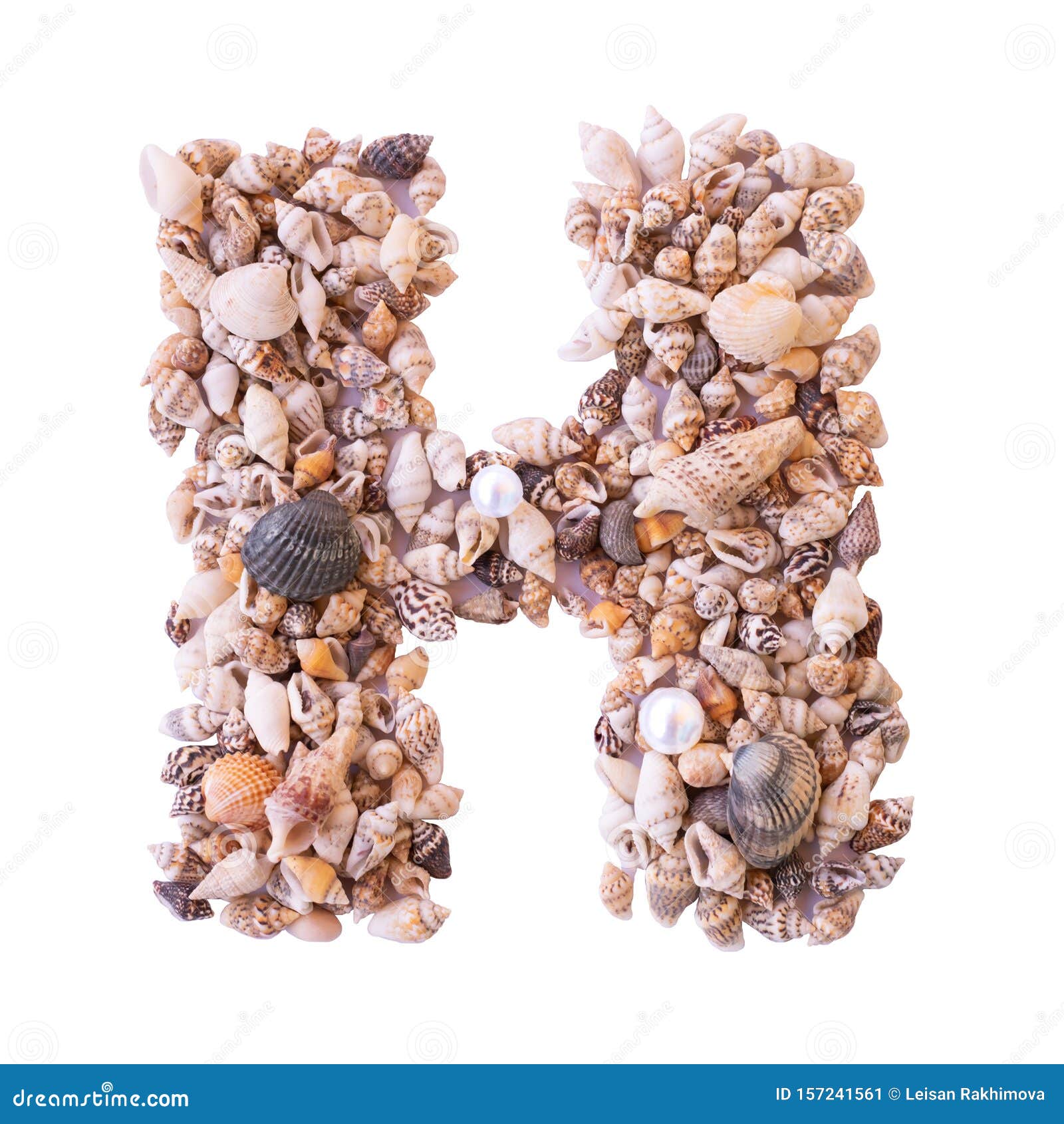 Letter H Made of Tiny Seashells. Stock Image - Image of drawing, rest ...