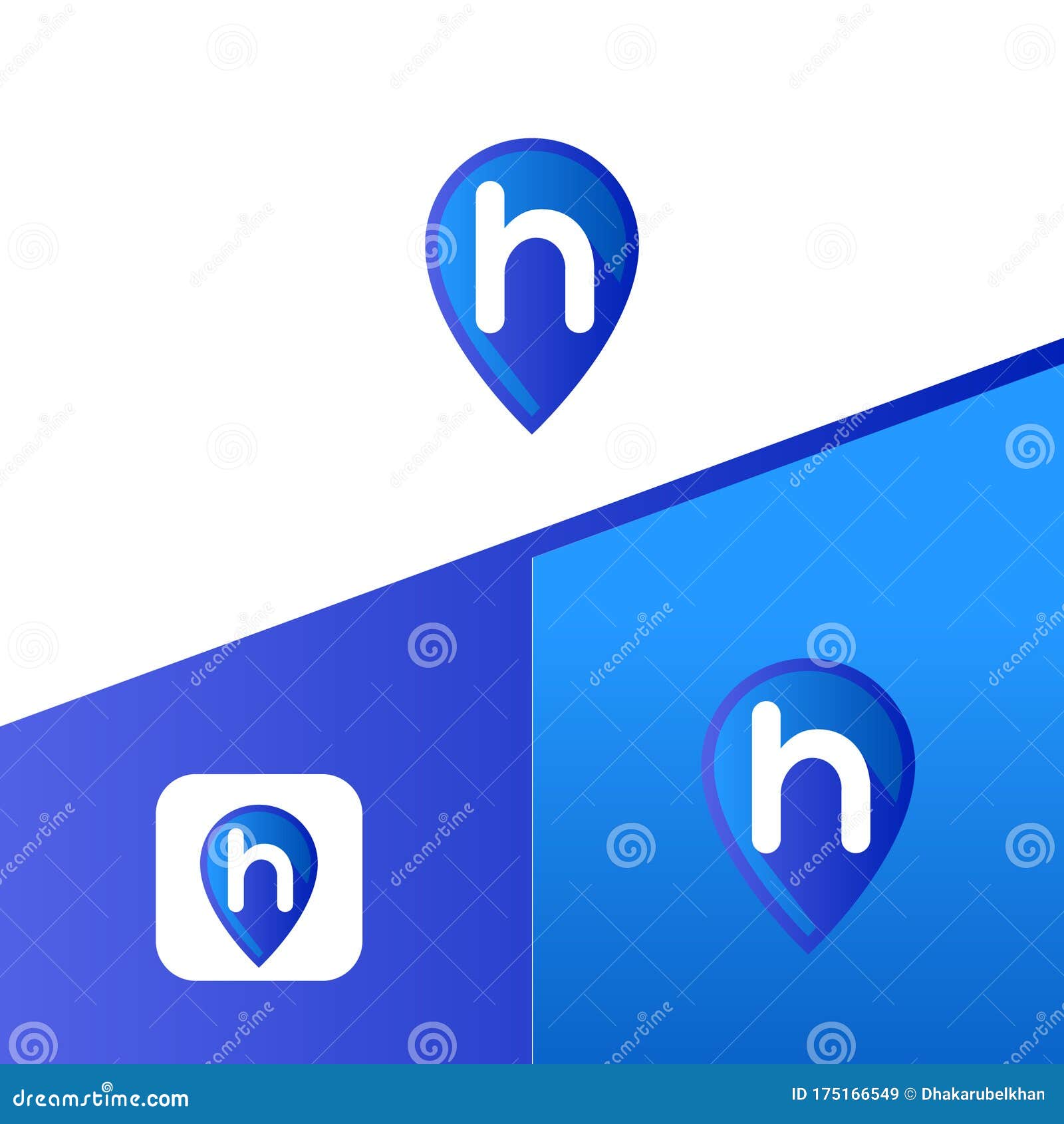 Letter H with Map Pointer Icon or Logo Design Template Elements Stock ...