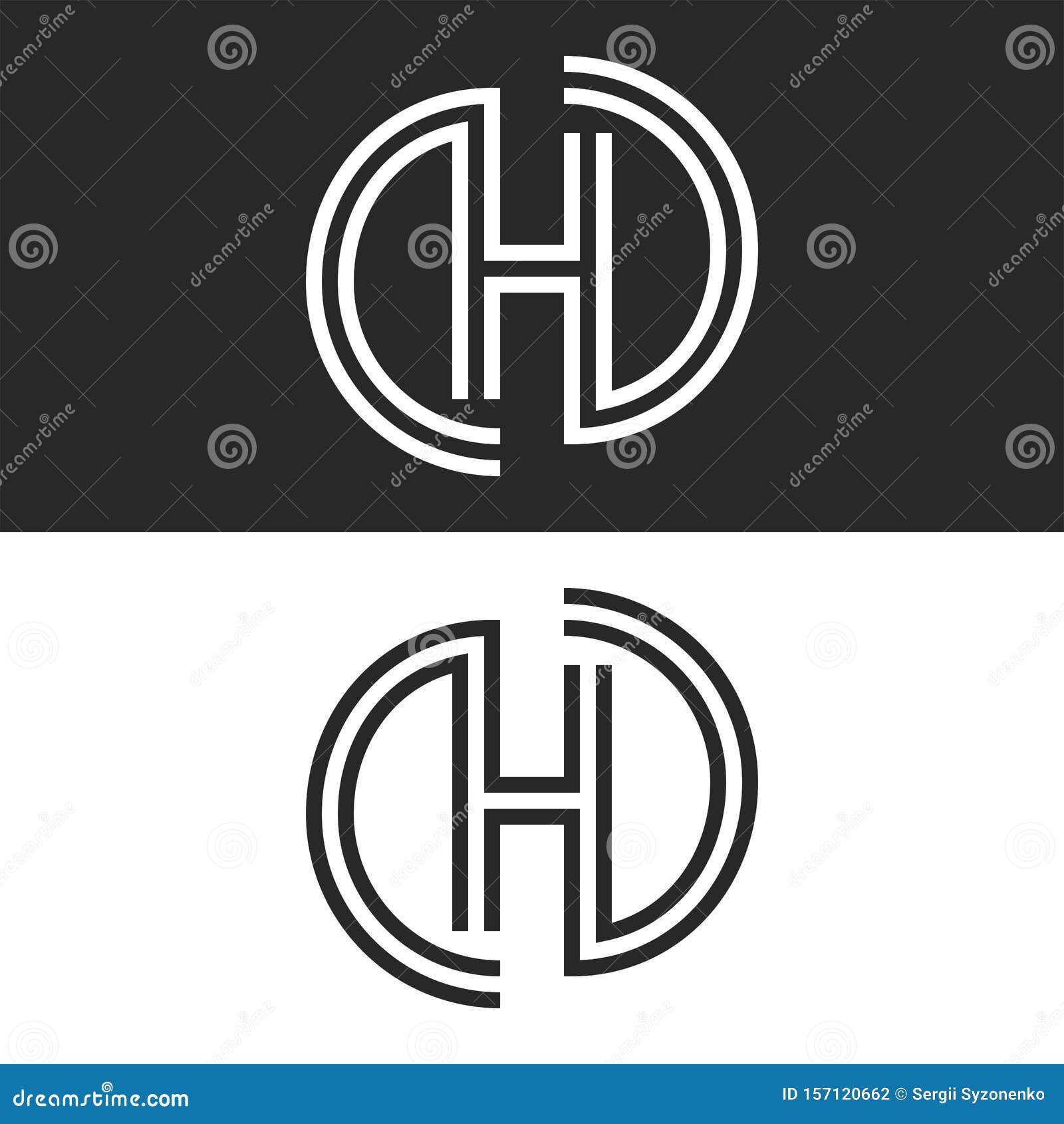 Letter H Monogram Logo, Creative Smooth Parallel Lines Design Element ...