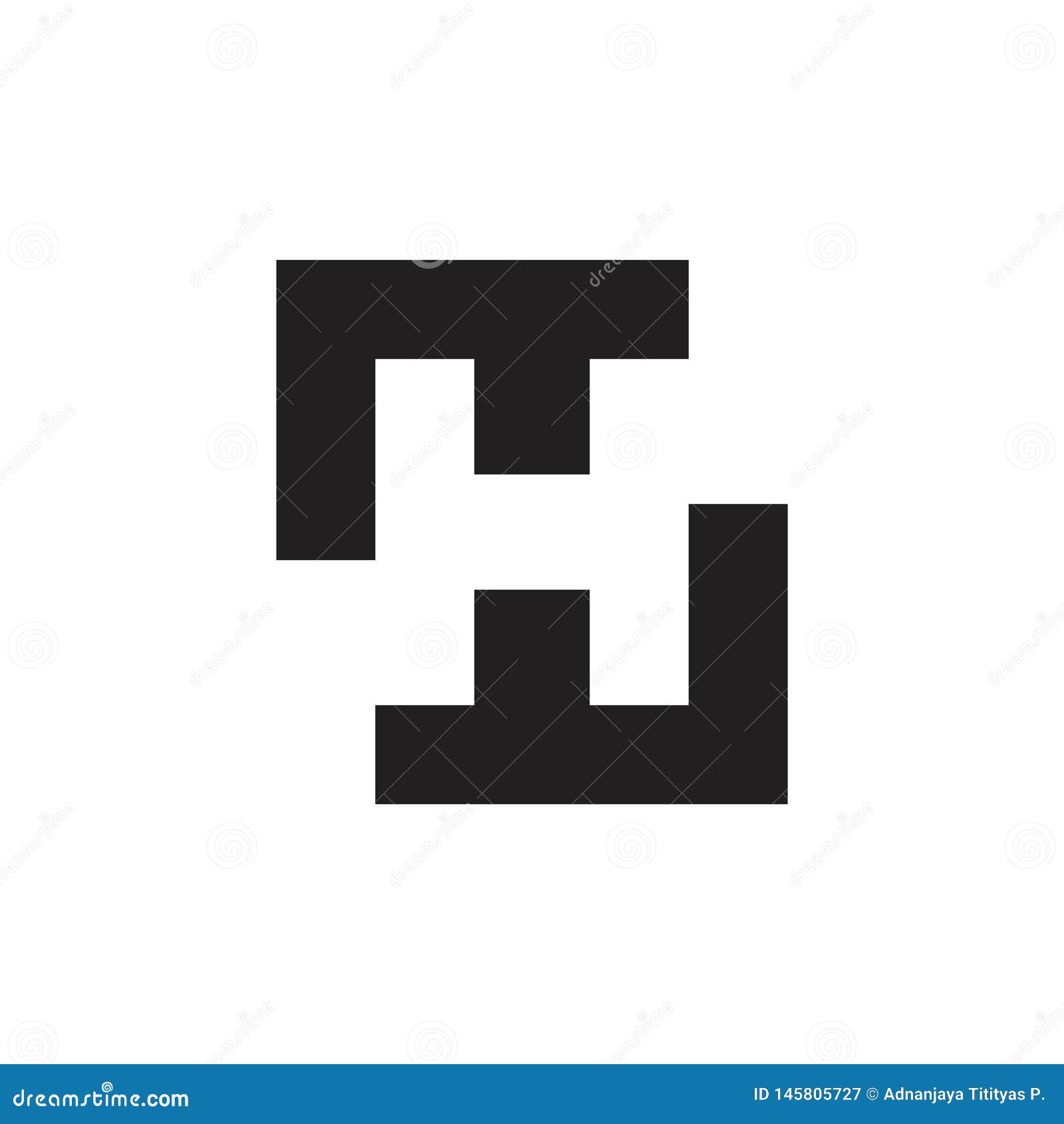 Letter H Negative Space Square Logo Vector Stock Vector - Illustration ...