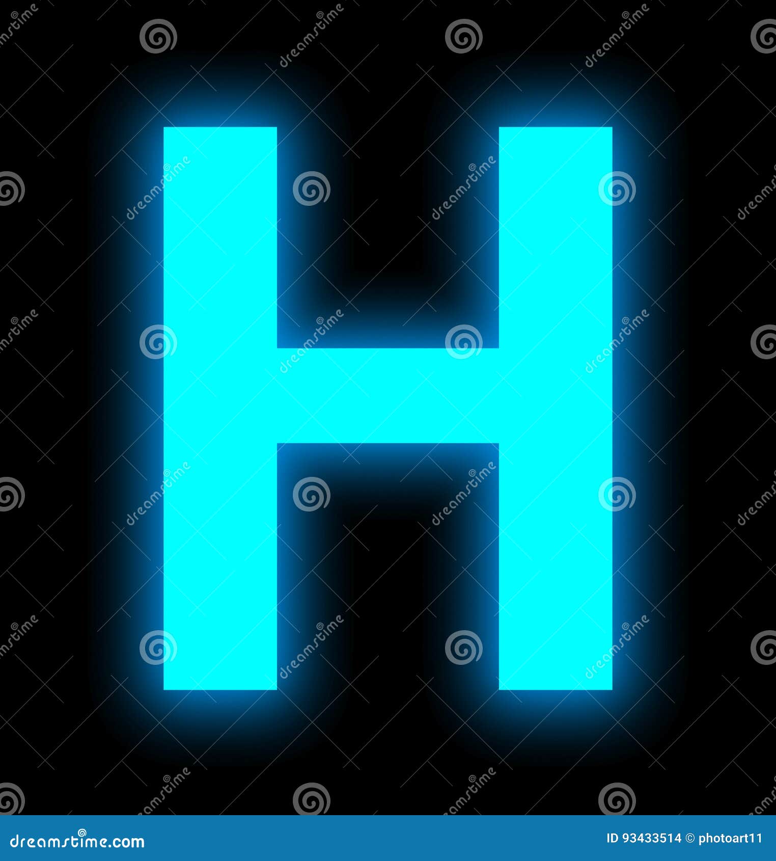 Letter H Neon Light Full Isolated on Black Stock Illustration ...