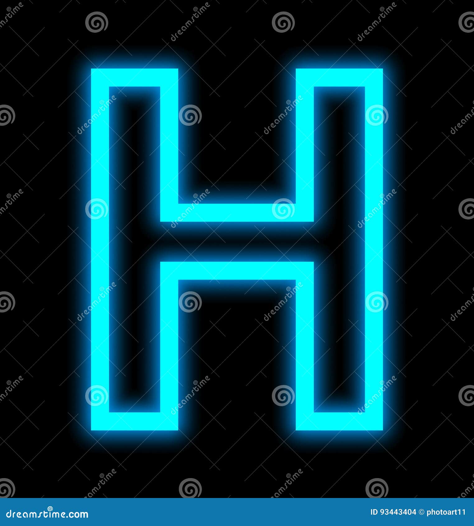Letter H Neon Lights Outlined Isolated on Black Stock Illustration ...