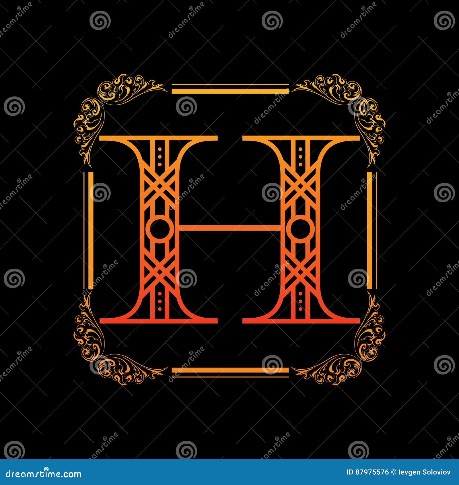 Letter H with ornament stock vector. Illustration of computer - 87975576