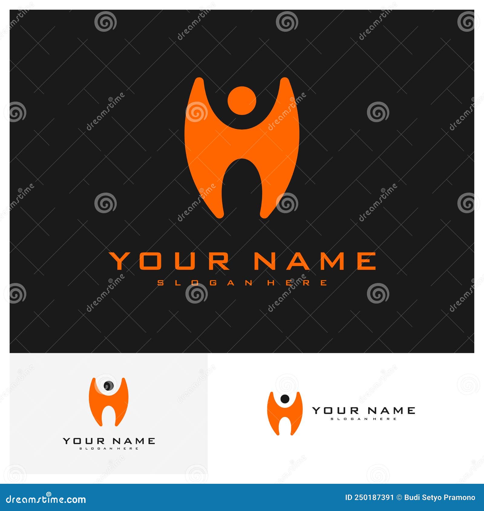 Letter H with People Logo Design Template. Initial H Logo Concept ...