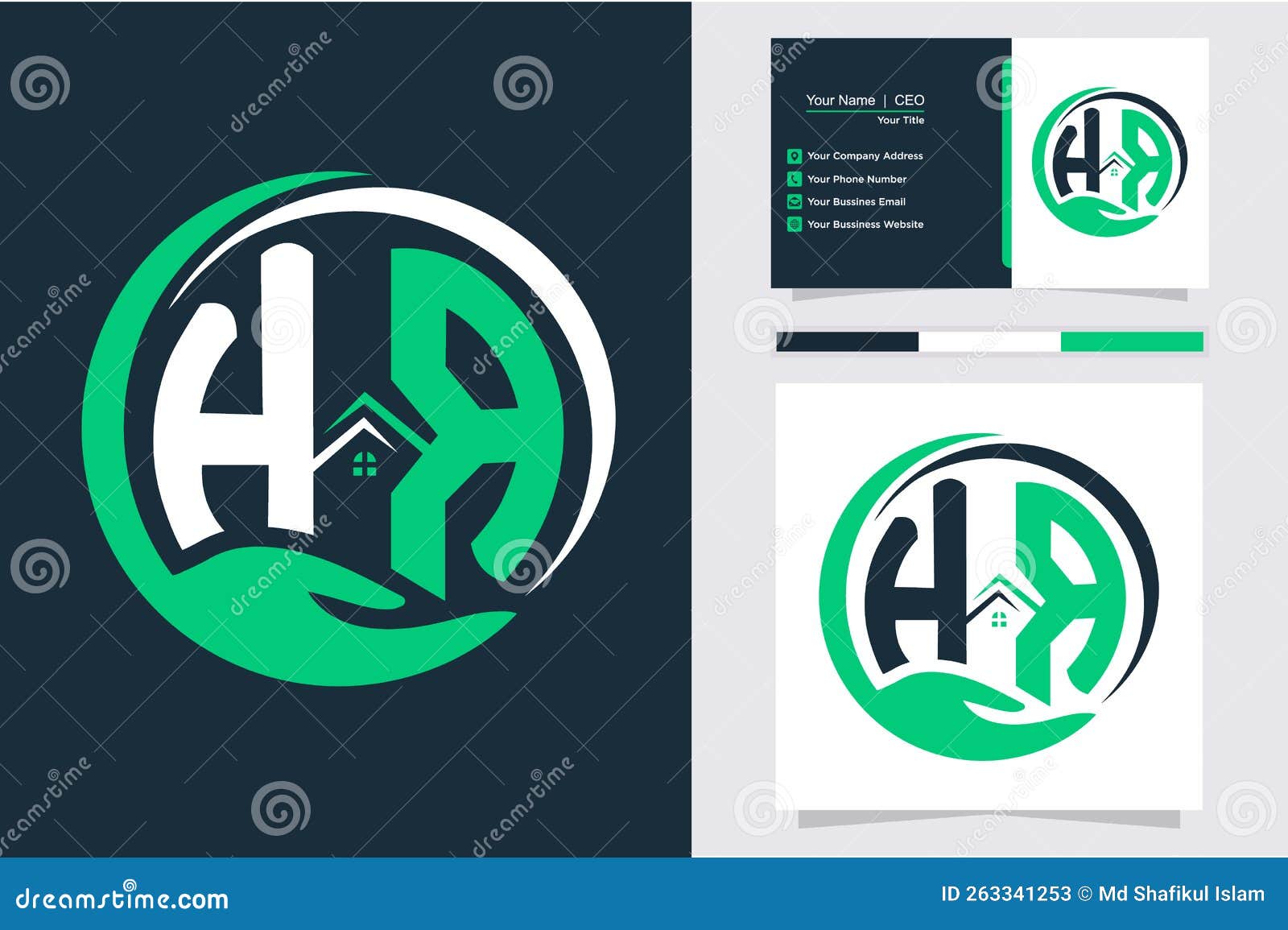 Letter H R Monogram Real Estate Logo Vector Template Stock Illustration ...