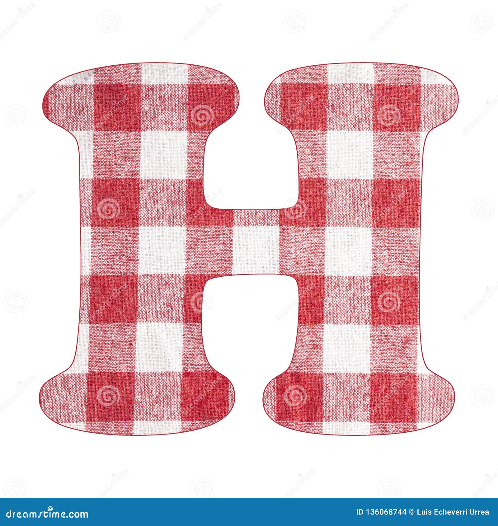 Letter H - Red Checkered Napkin Background - Top View Stock ...