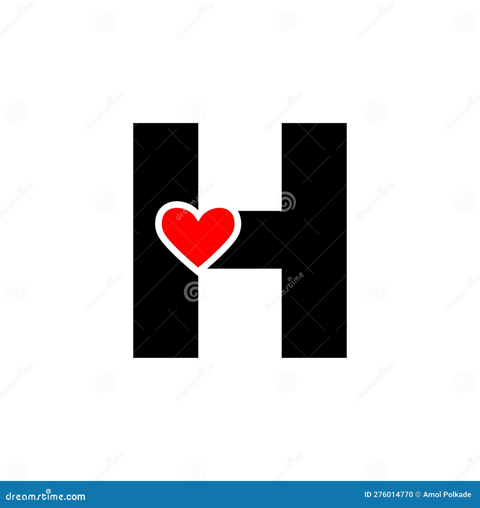 Letter H with Red Heart Monogram. H Heart Icon Stock Vector ...