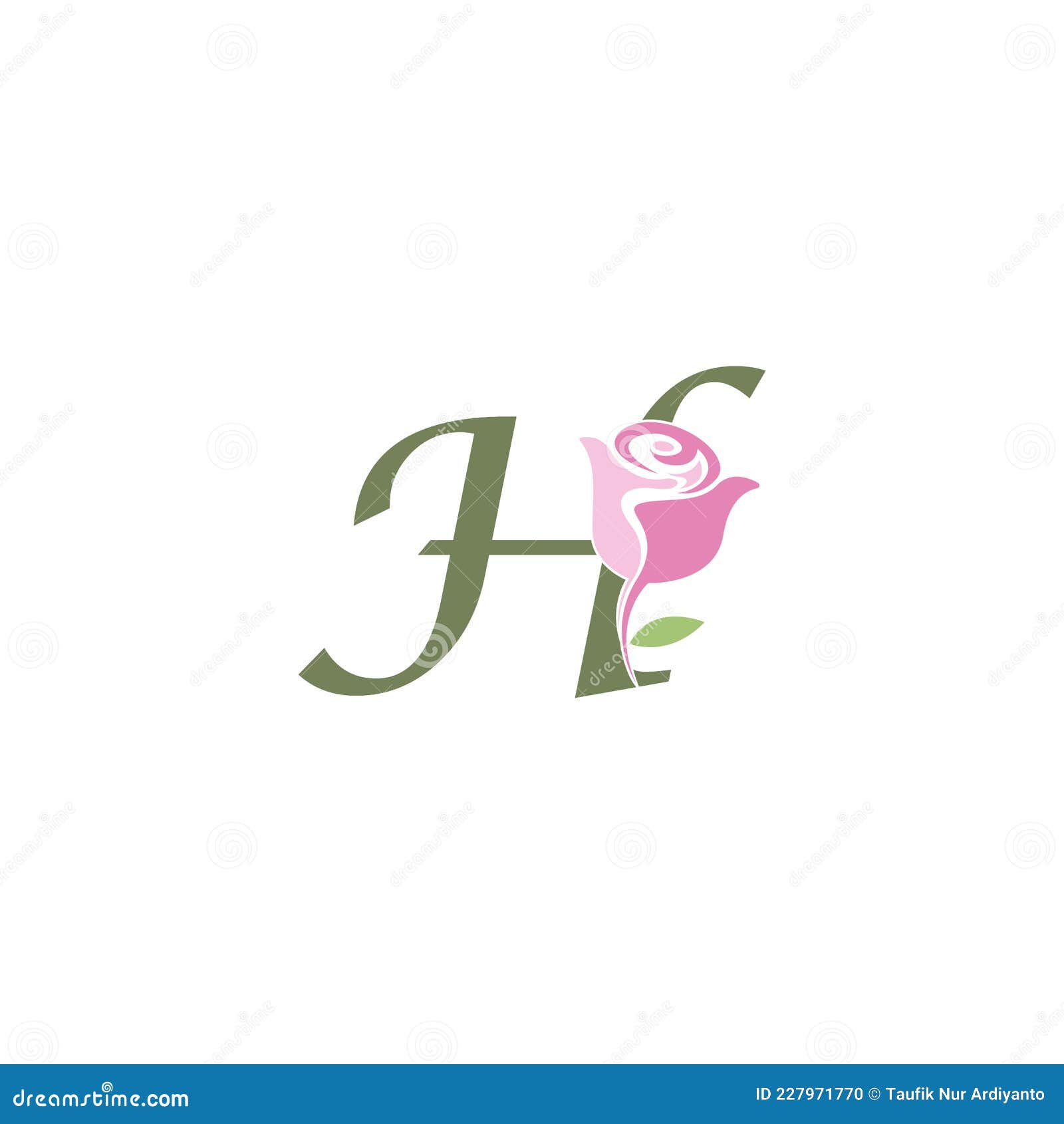 Letter H with Rose Icon Logo Vector Template Stock Vector ...