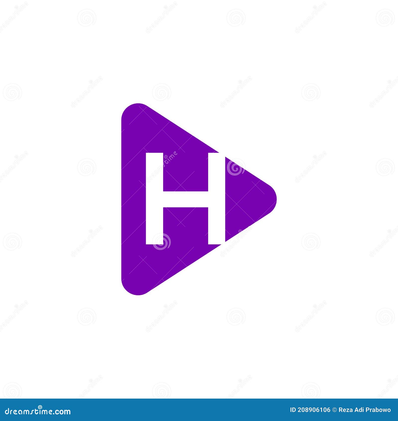 Letter H Rounded Triangle Shape Icon Logo Purple Blue Stock ...