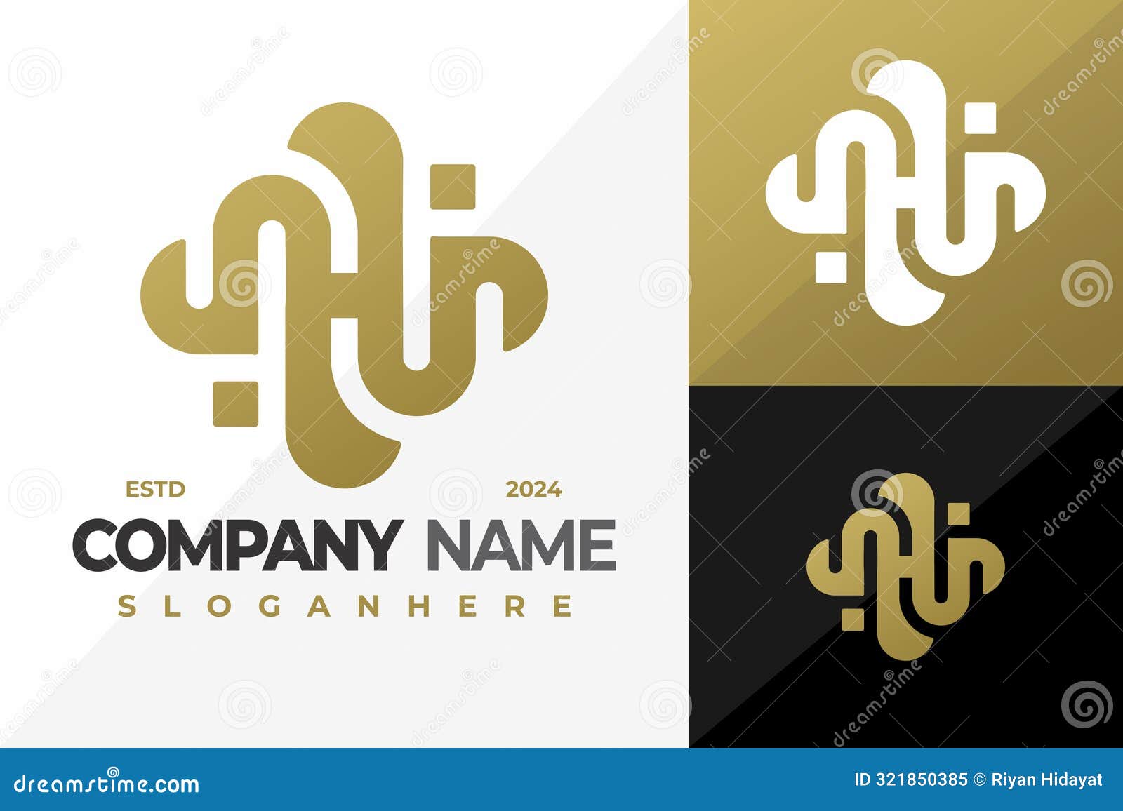 Letter H Unique Monogram Logo Design Vector Symbol Icon Illustration ...