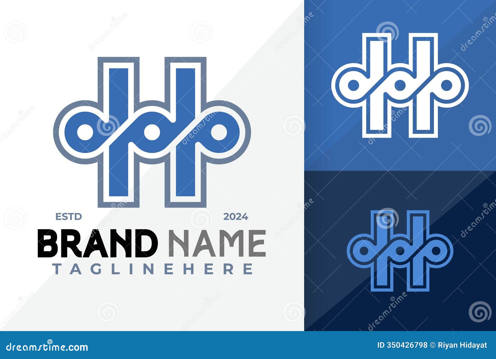 Letter H Unique Monogram Logo Icon Vector Design Illustration Stock ...