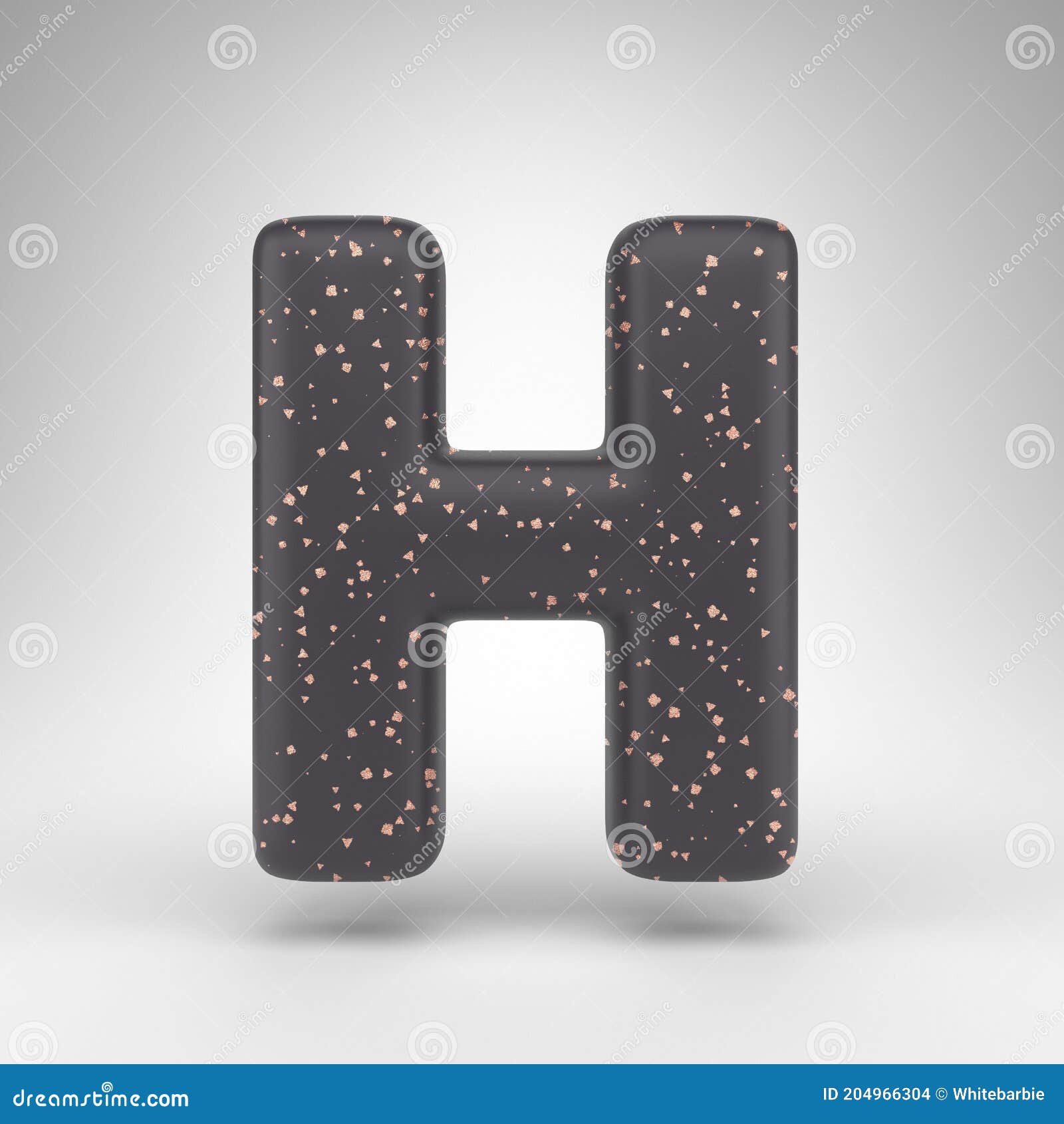 Letter H Uppercase on White Background. Black Matte 3D Letter with ...