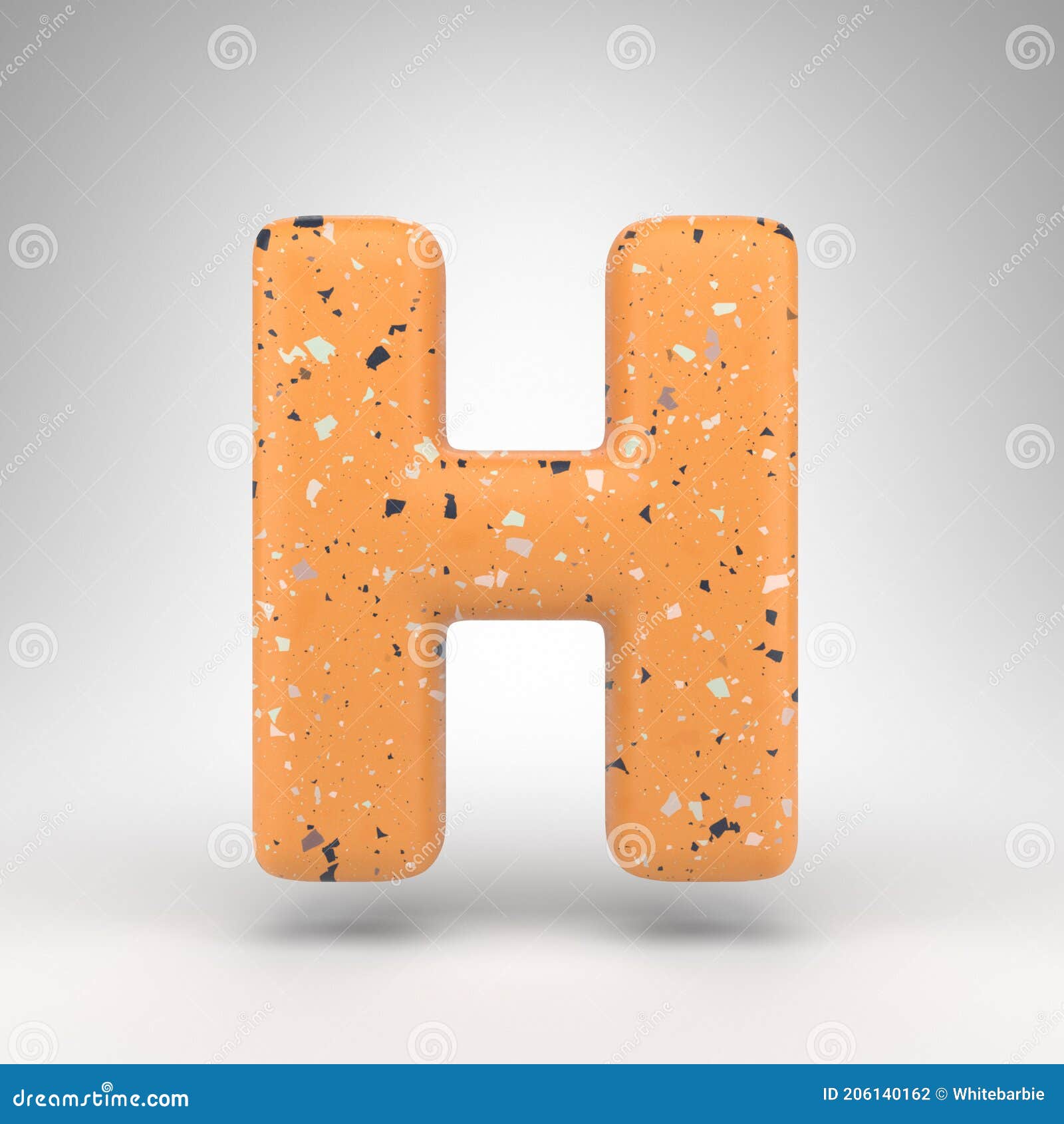 Letter H Uppercase on White Background. 3D Letter with Orange Terrazzo ...