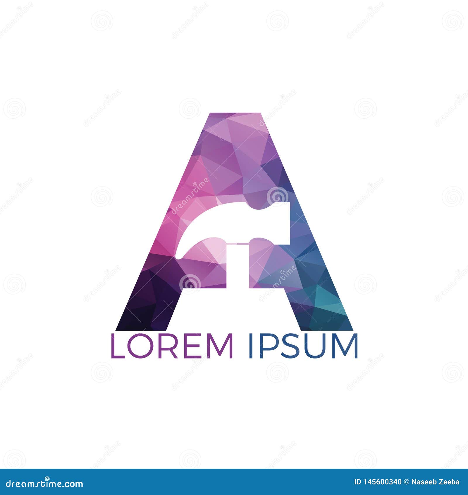 Letter a Hammer Logo Design. Stock Vector - Illustration of logo, lobby ...