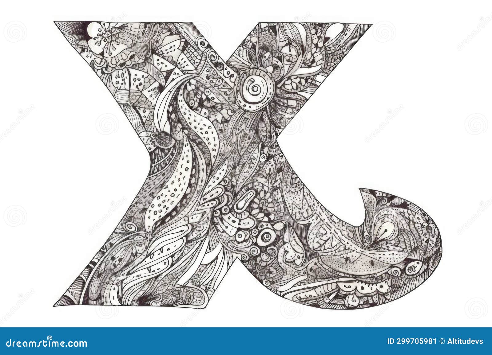 Letter X, Hand-drawn Doodle Style, on White Background Stock Image ...