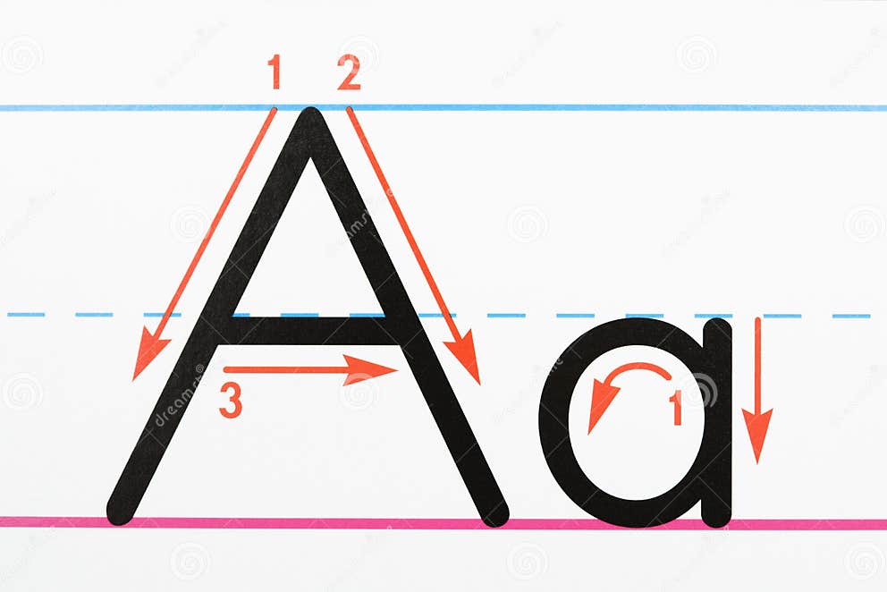 Letter a handwriting page. stock photo. Image of practice - 4412968