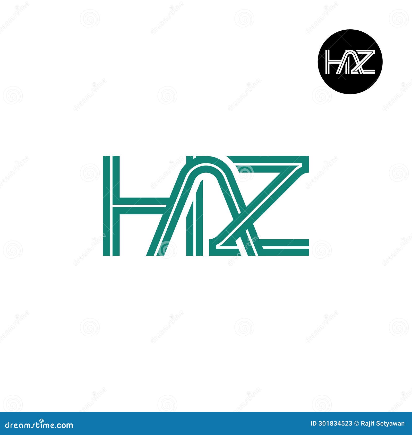 Letter HAZ Monogram Logo Design With Lines Cartoon Vector ...