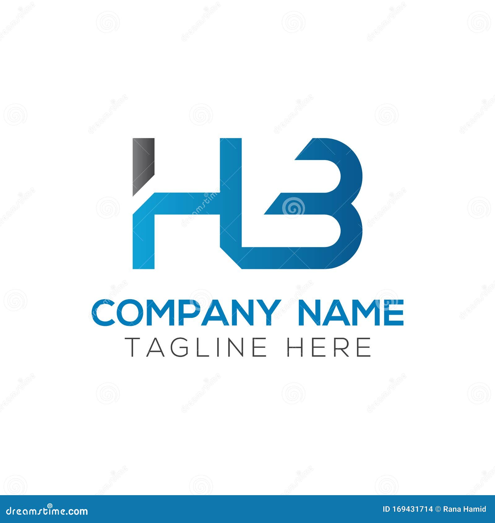 Letter HB Logo Design Linked Vector Template with Blue and Black Stock ...