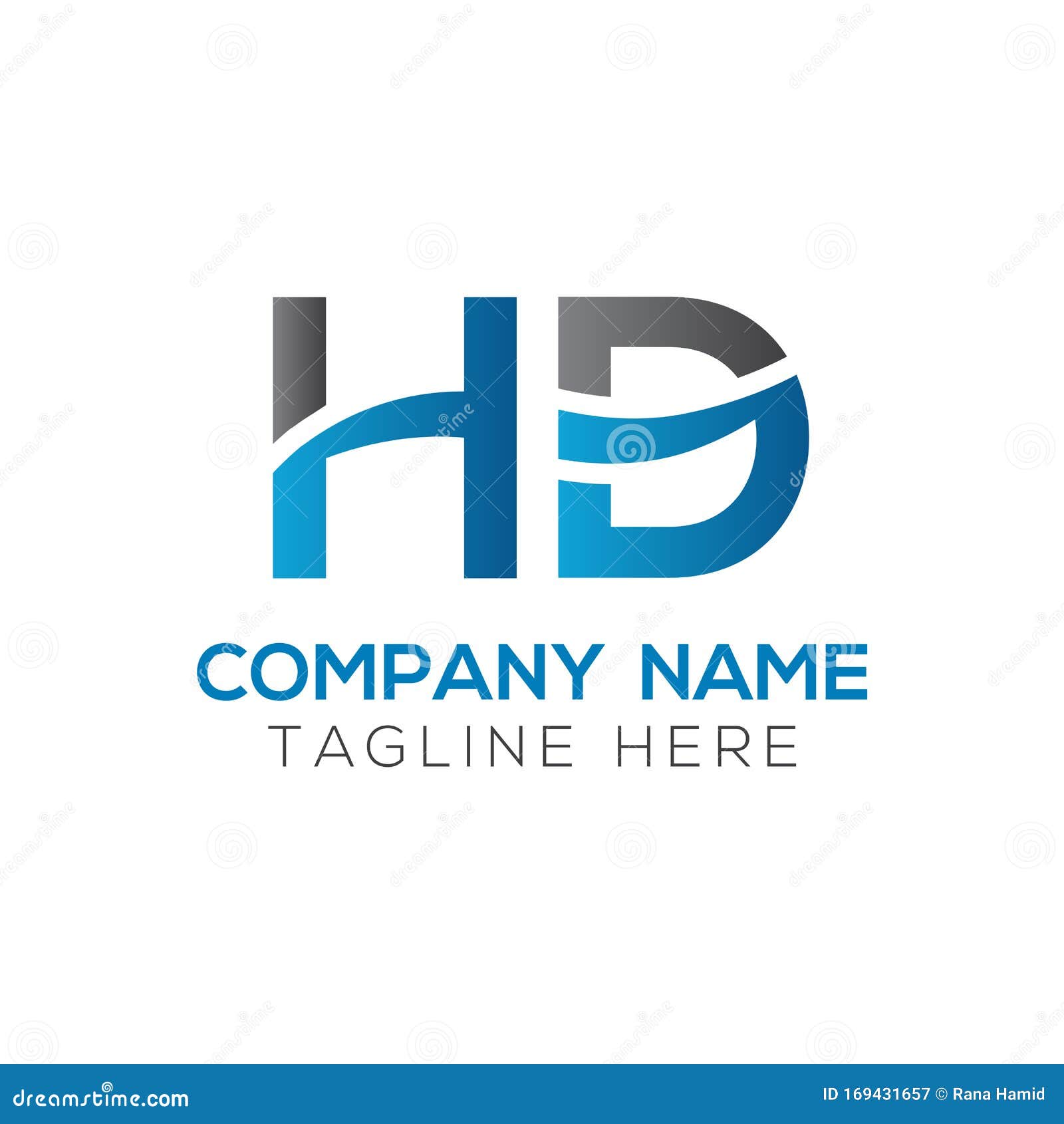 Letter HD Logo Design Linked Vector Template with Blue and Black Stock ...